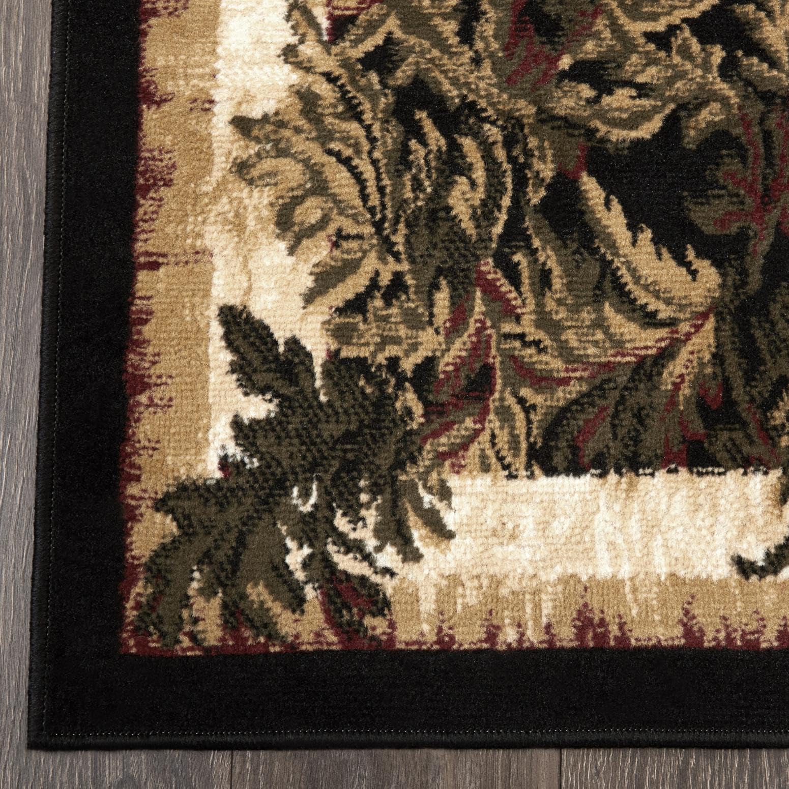 Home Dynamix Optimum Kawan Area Rug 7'8" x10'4" Traditional Area Rug, Black/Burgundy/Ivory