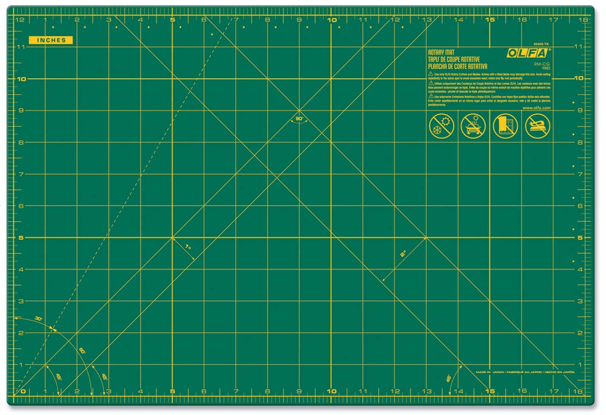 OLFA 9880 RM-CG 12-Inch x 18-Inch Self-Healing Double-Sided Rotary Mat