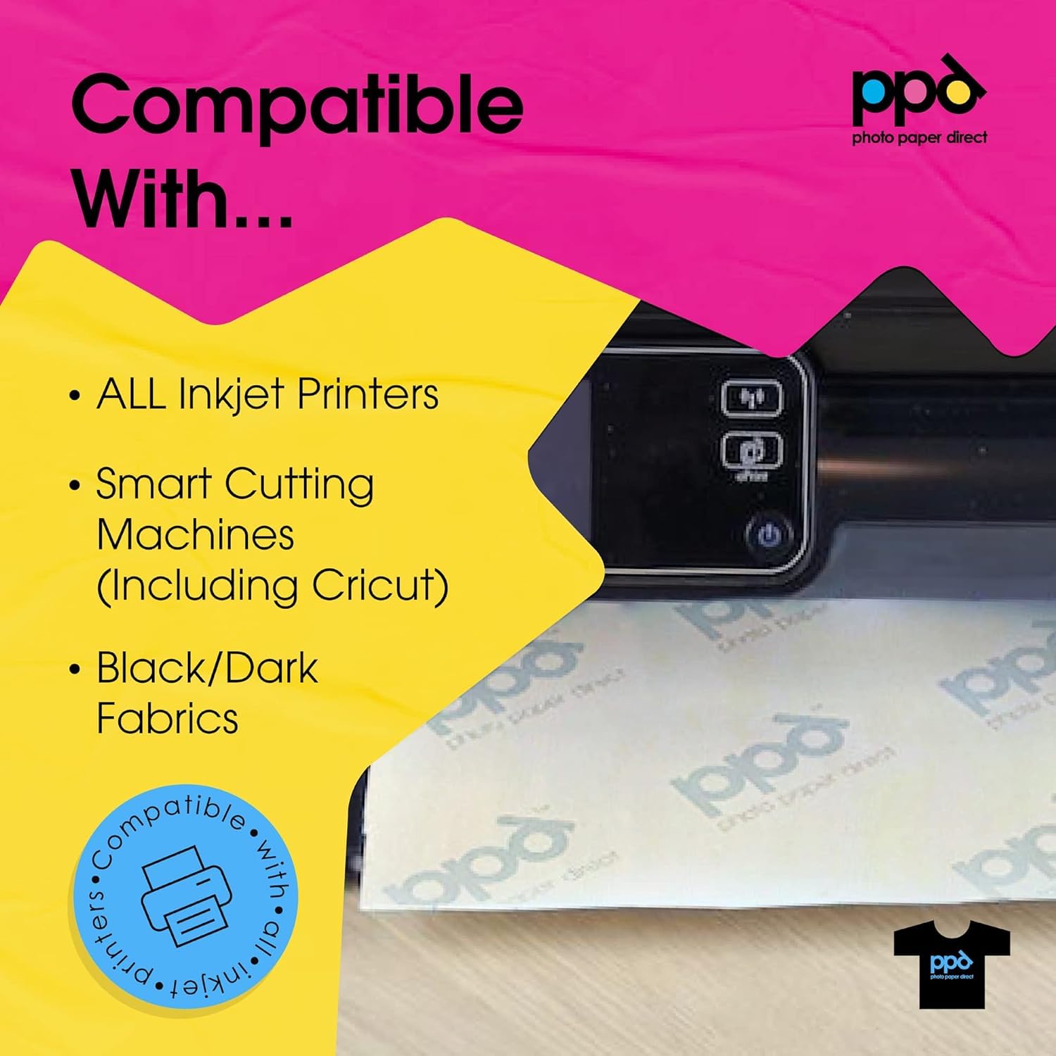 PPD Inkjet PREMIUM Iron-On Dark T Shirt Transfers Paper LTR 8.5x11" pack of 10 Sheets (PPD004-10)