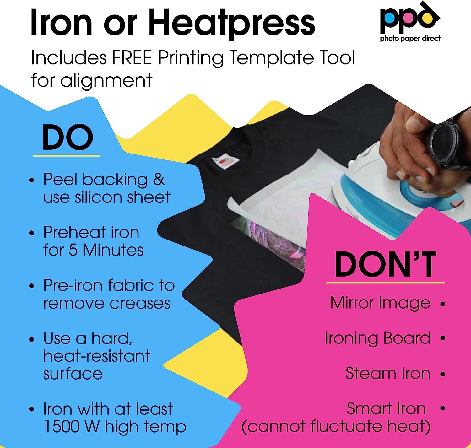PPD Inkjet PREMIUM Iron-On Dark T Shirt Transfers Paper LTR 8.5x11" pack of 10 Sheets (PPD004-10)