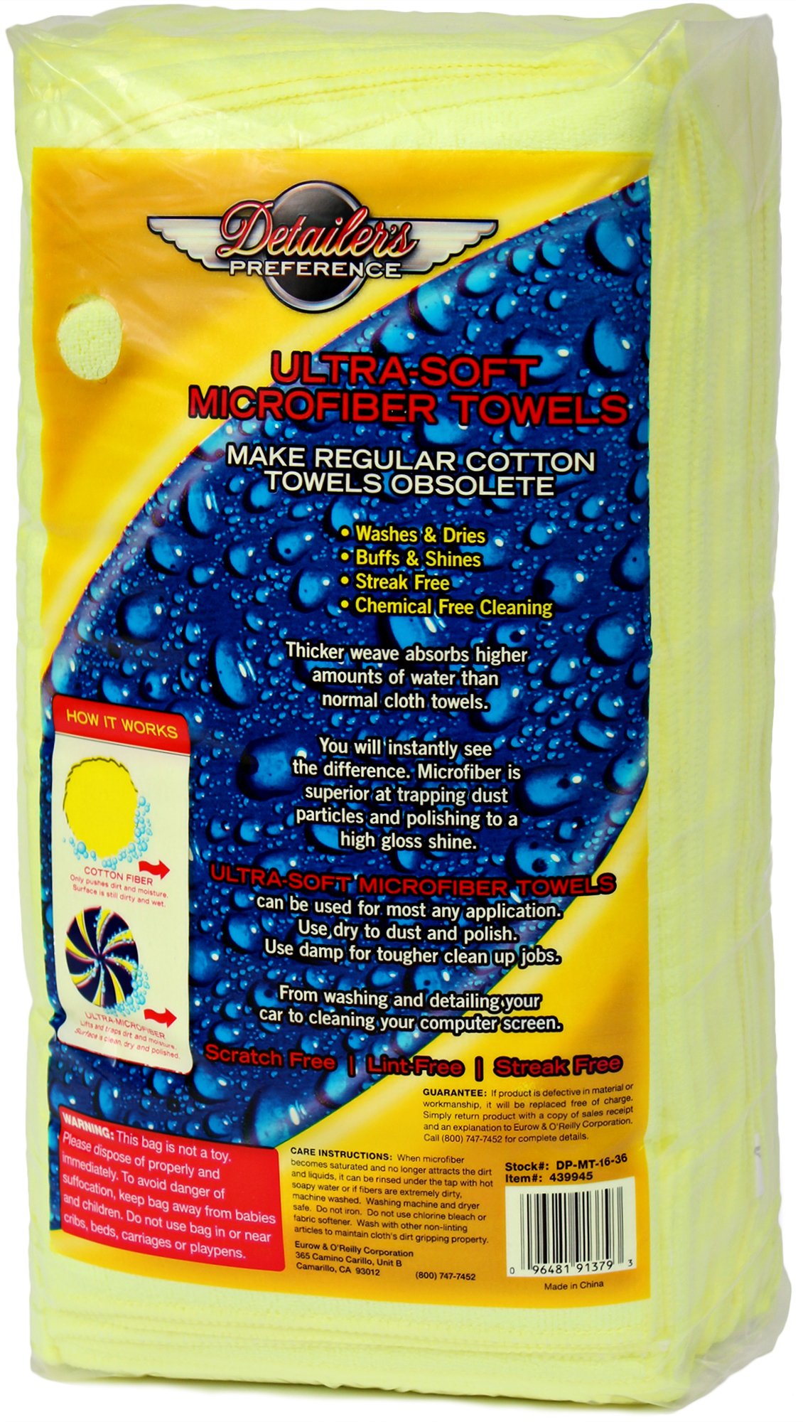 Eurow Microfiber Premium 16in x 16in 350 GSM Cleaning Towels 36-Pack