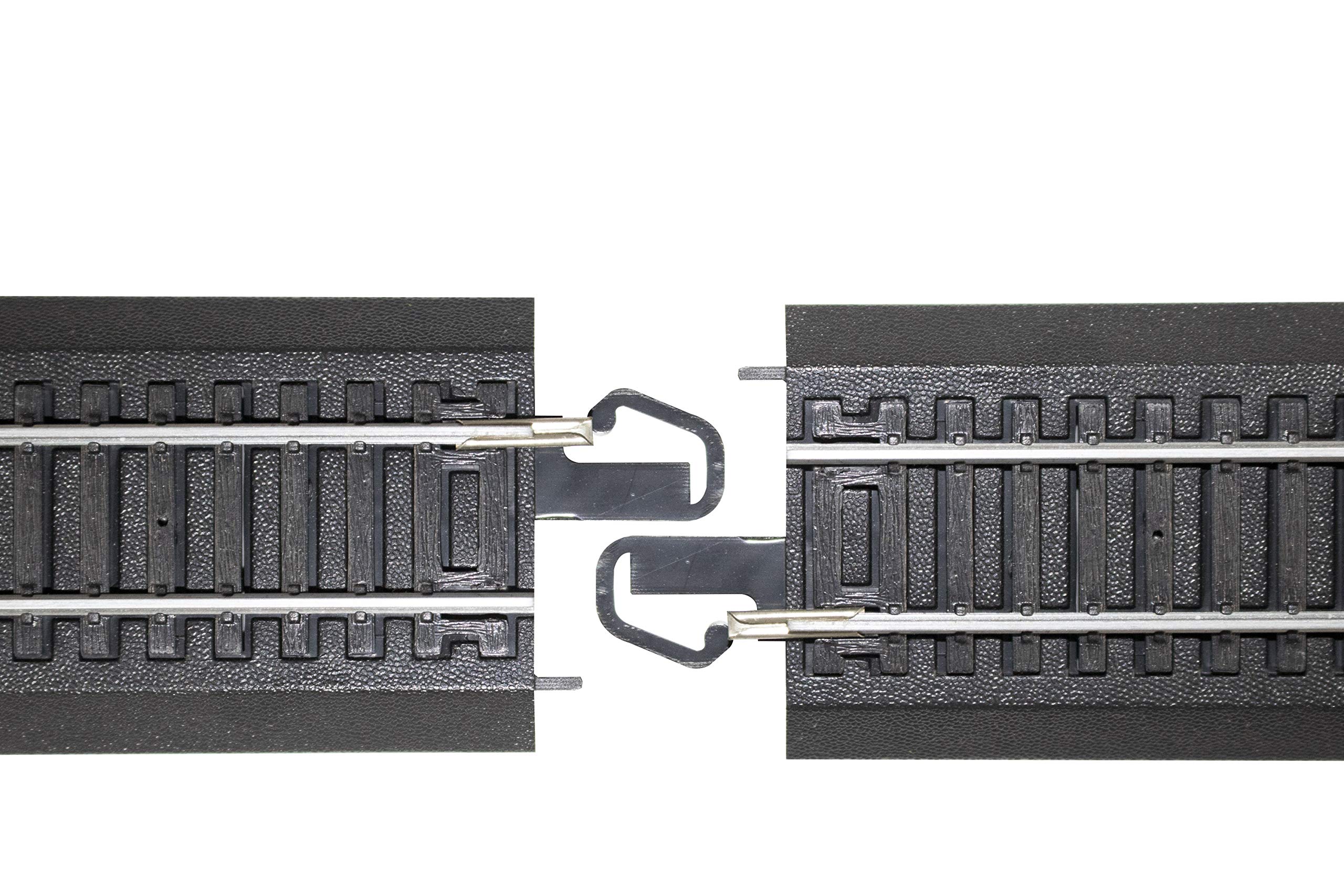 Bachmann Trains - Snap-Fit E-Z TRACK 9” STRAIGHT RERAILER (2/card) - STEEL ALLOY Rail With Black Roadbed - HO Scale