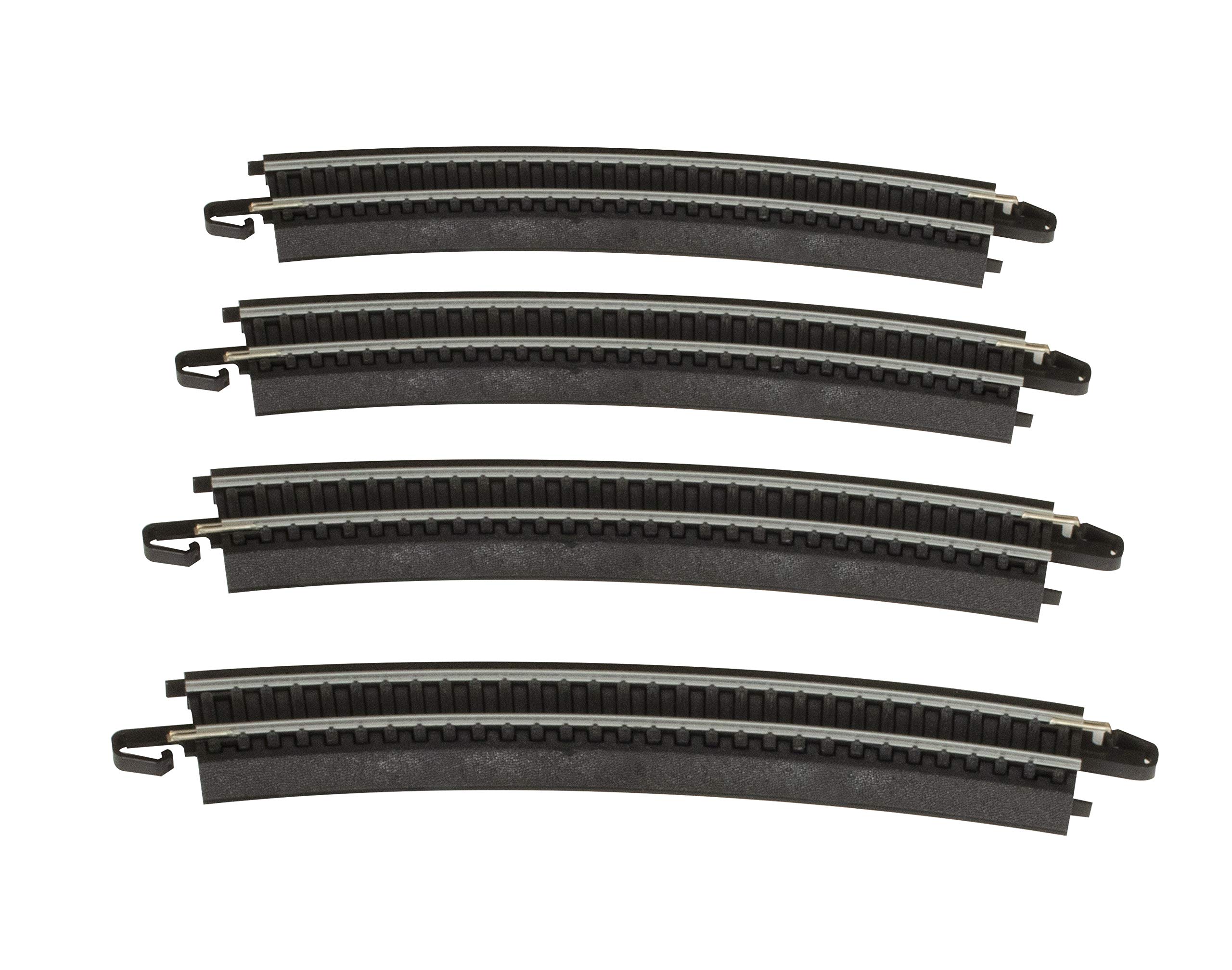 Bachmann Trains - Snap-Fit E-Z TRACK 22” RADIUS CURVED TRACK (4/card) - STEEL ALLOY Rail With Black Roadbed - HO Scale