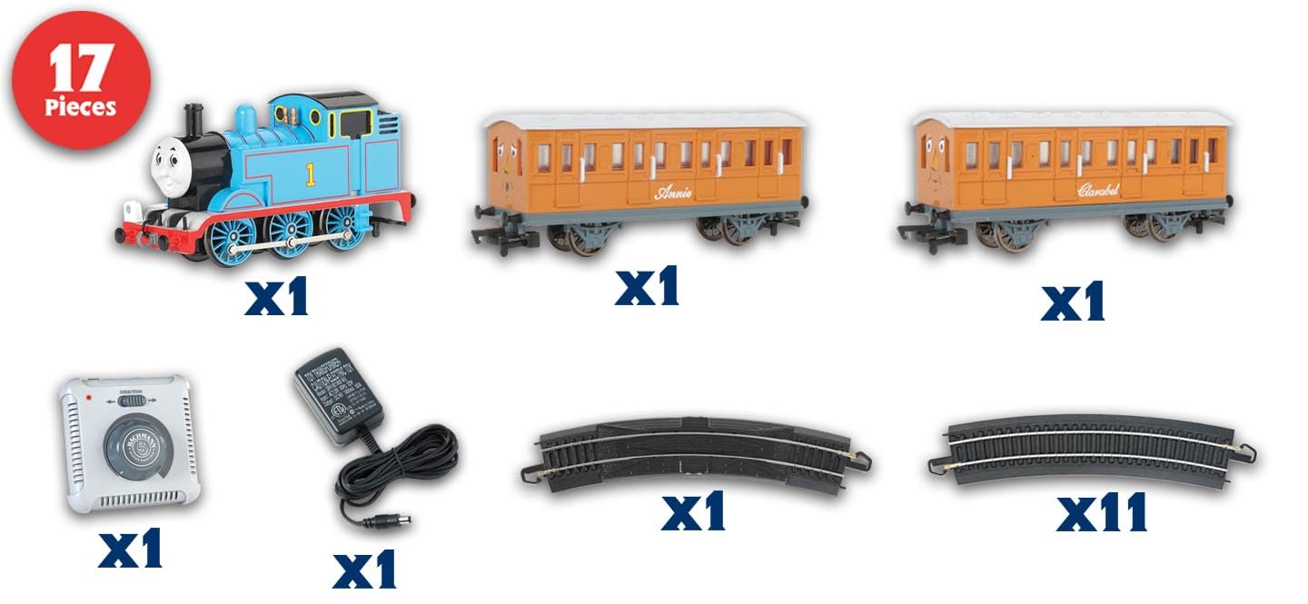 Bachmann Trains - Thomas & Friends Thomas with Annie and Clarabel Ready To Run Electric Train Set - HO Scale