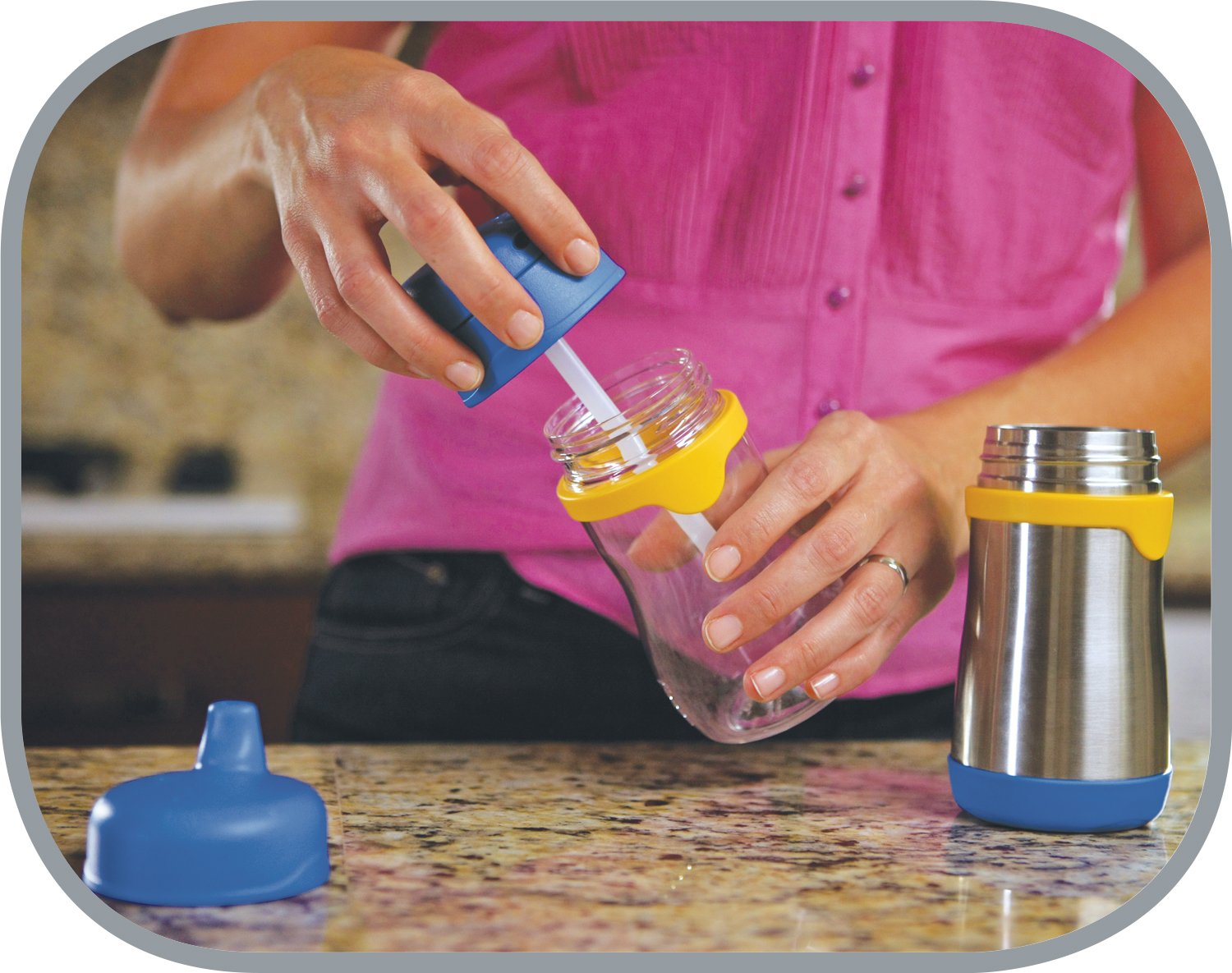 Thermos Foogo Vacuum Insulated Straw 10 oz Bottle, Blue (BS535BL003)