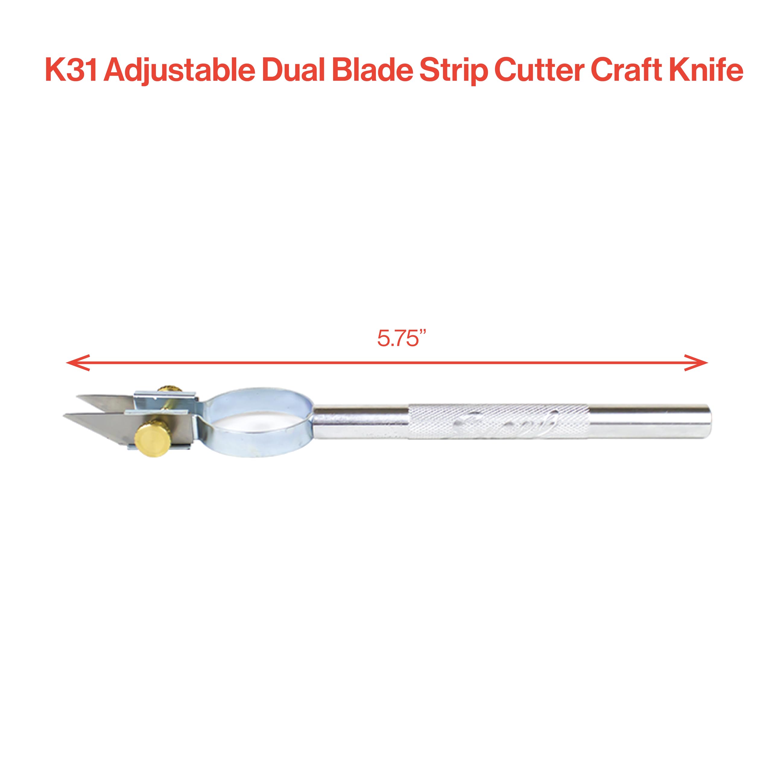 Excel Blades 30608 Dual Strip Cutter, Dual Twin Blade Knife Parallel Number 59 Blades, Adjustable Width Strip Cutter, Cutting Tool for Paper, Clay etc