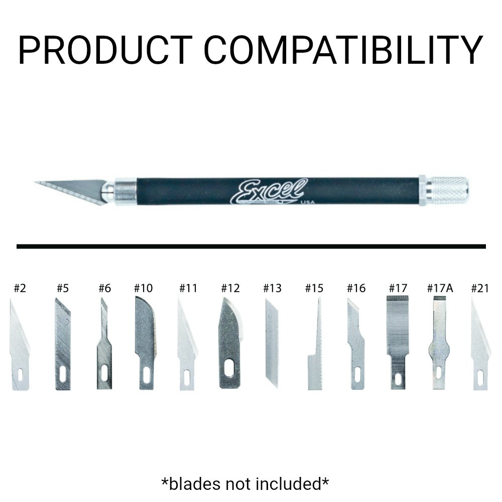 Soft Grip Hobby Knife, Excel Blades K18 with Safety Cap, American Made Light Duty Craft Knife (Black)