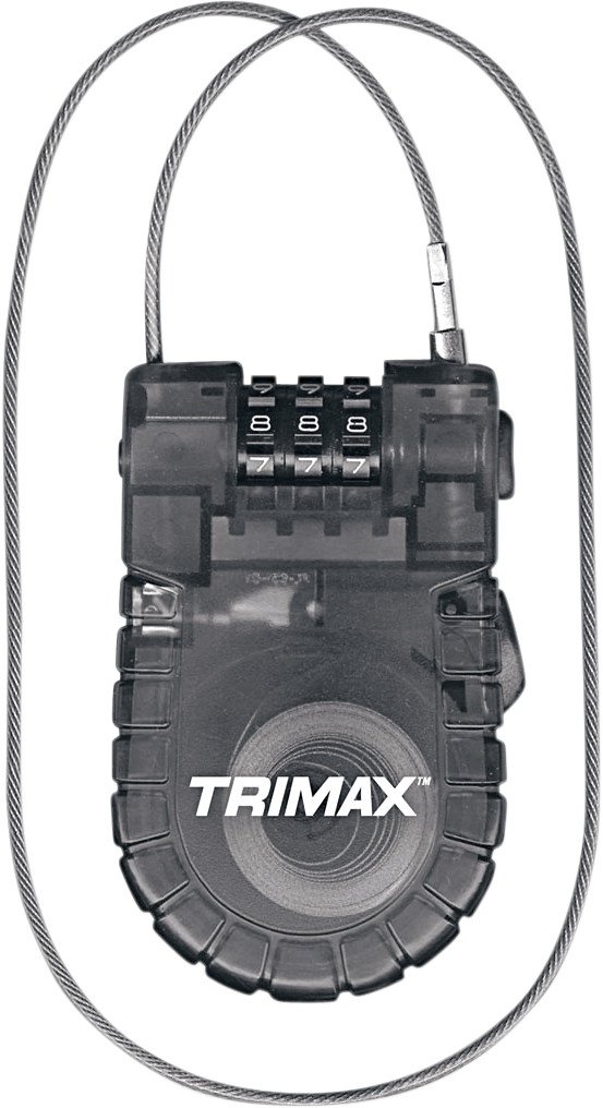 Trimax Retractable Cable with 3-Diget Combination Lock 3' L X 3Mm T33RC, Blister Packaging , Black