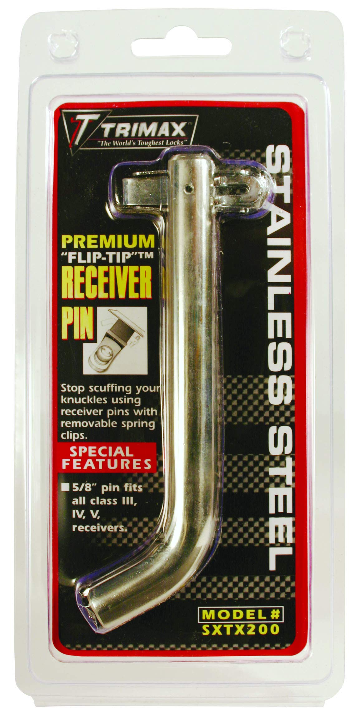 Trimax SXTX200 Premium Stainless Steel Flip-Tip 5/8" Receiver Pin