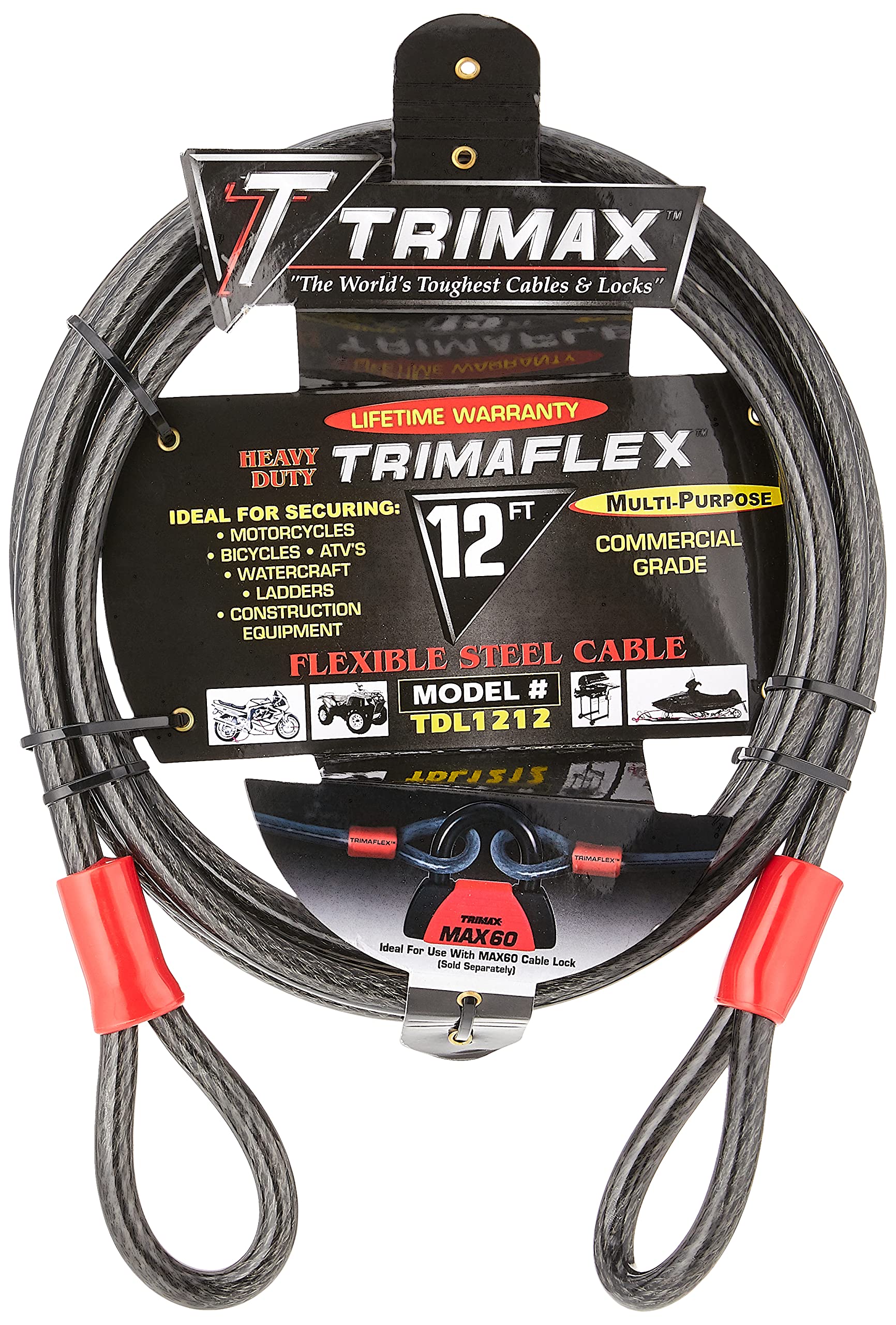 Trimax TDL1212 Trimaflex Dual Loop Multi-Use Cable (12 ft Long x 12mm)