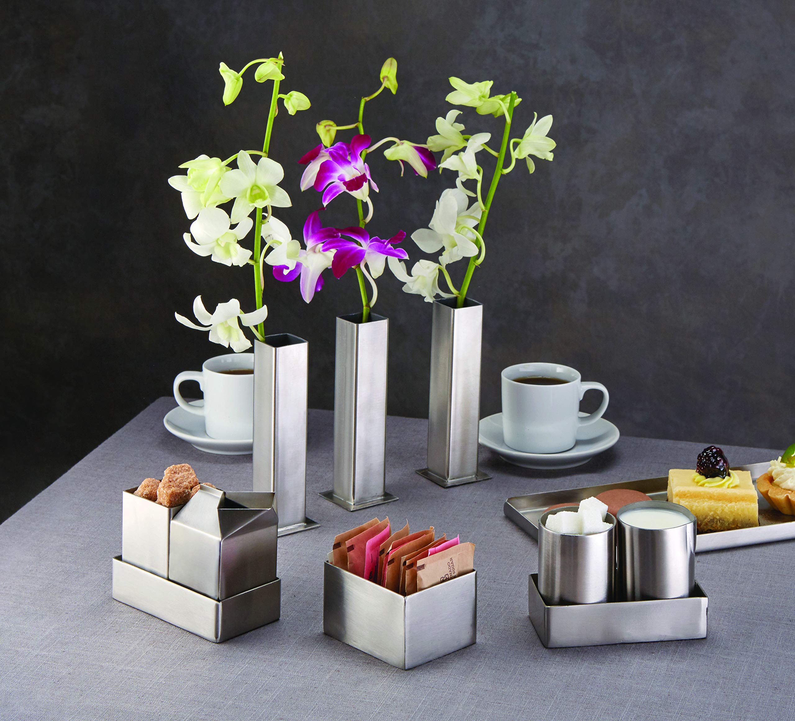 American Metalcraft SSPH4 Stainless Steel Rectangular Sugar Packet Holder, 2.75" L x 3.25" W, Satin Finish , Silver
