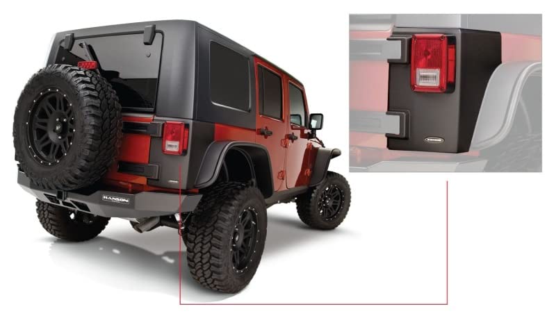 Bushwacker Trail Armor Rear Corner Covers | 2-Piece Set, Black, Textured Finish | 14010 | Fits 2007-2018 Jeep Wrangler JK Unlimited
