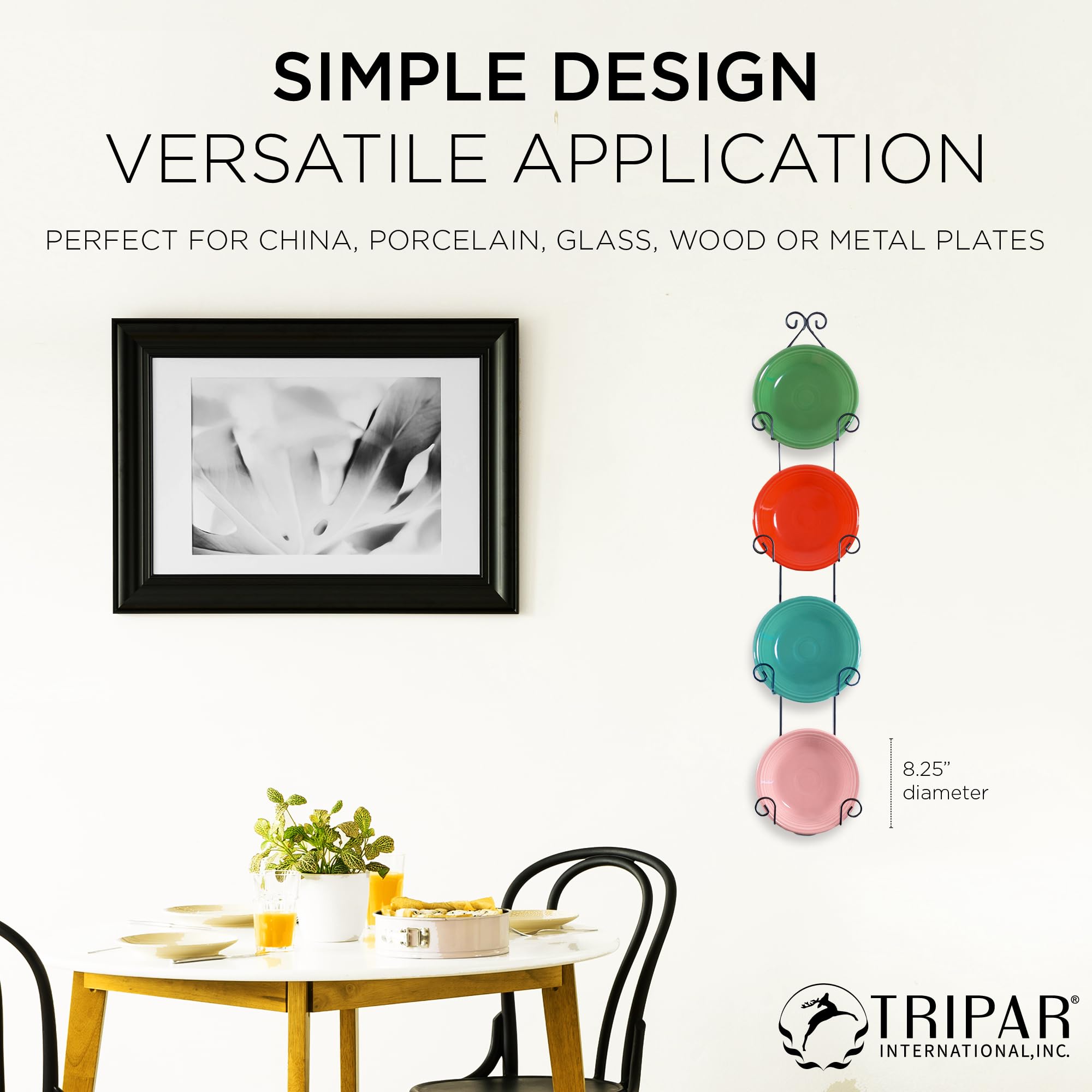 Tripar 4 Tier Vertical Black Plate Rack for Collectible Plates, Plaques, Dishes, & China