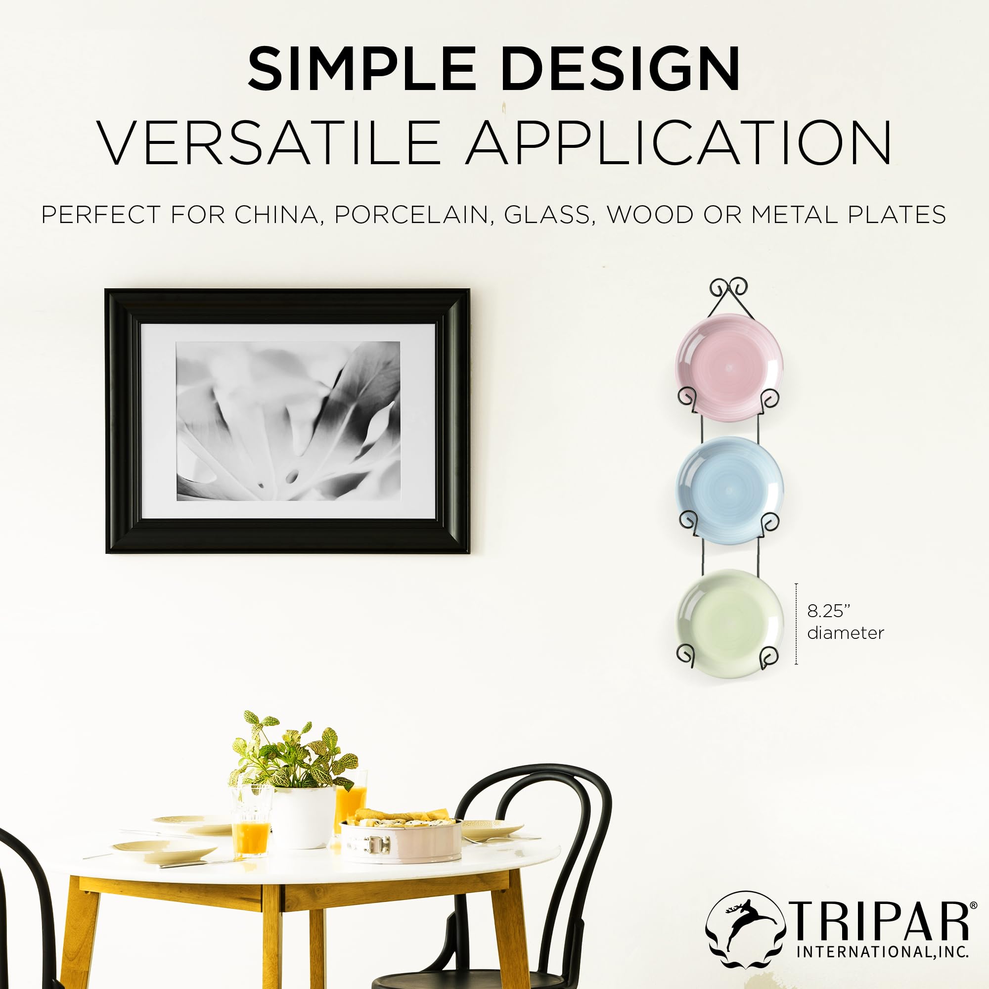Tripar 3 Tier Vertical Black Plate Rack for Collectible Plates, Plaques, Dishes, & China