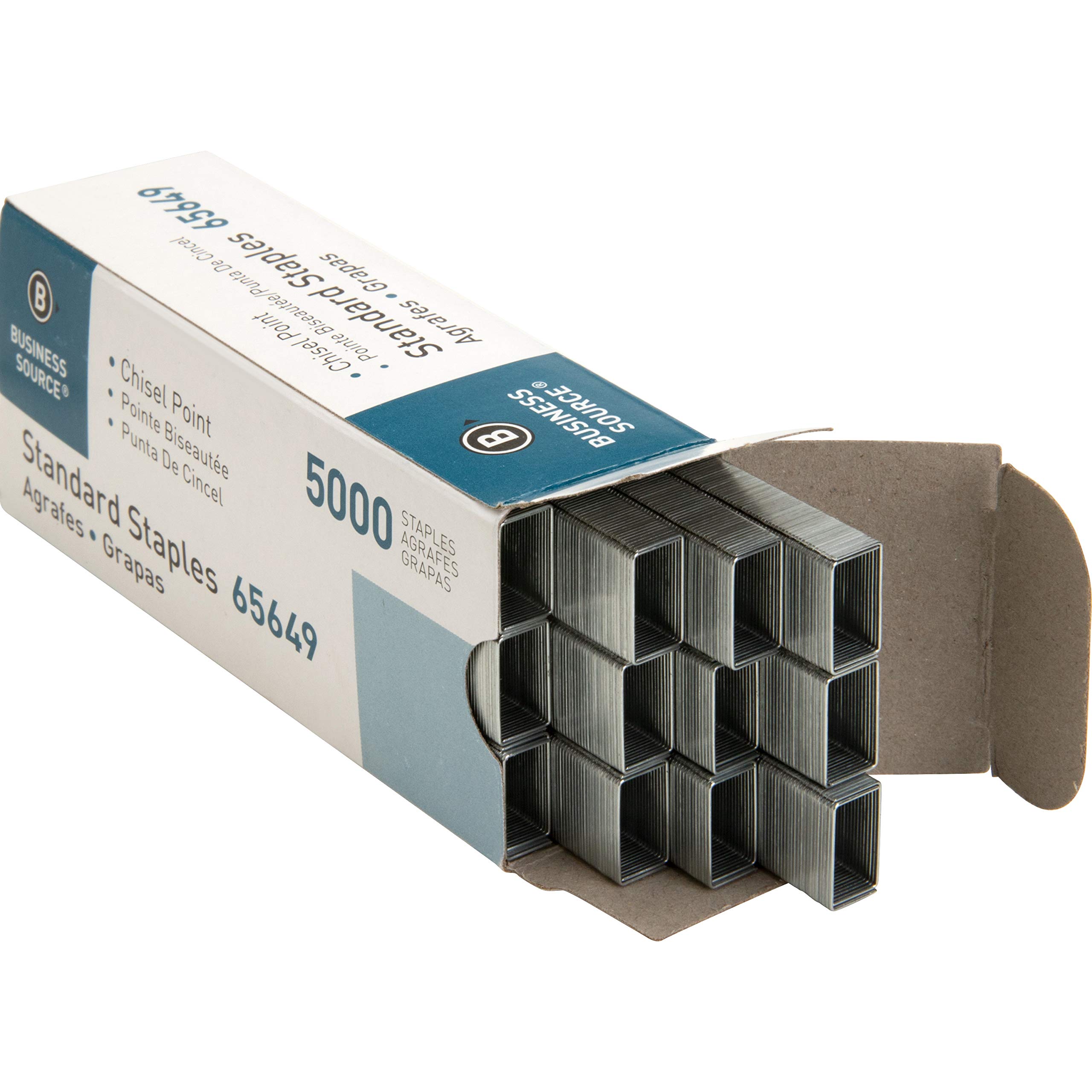 Business Source Chisel Point Standard Staples - Box of 5000 (65649), Silver