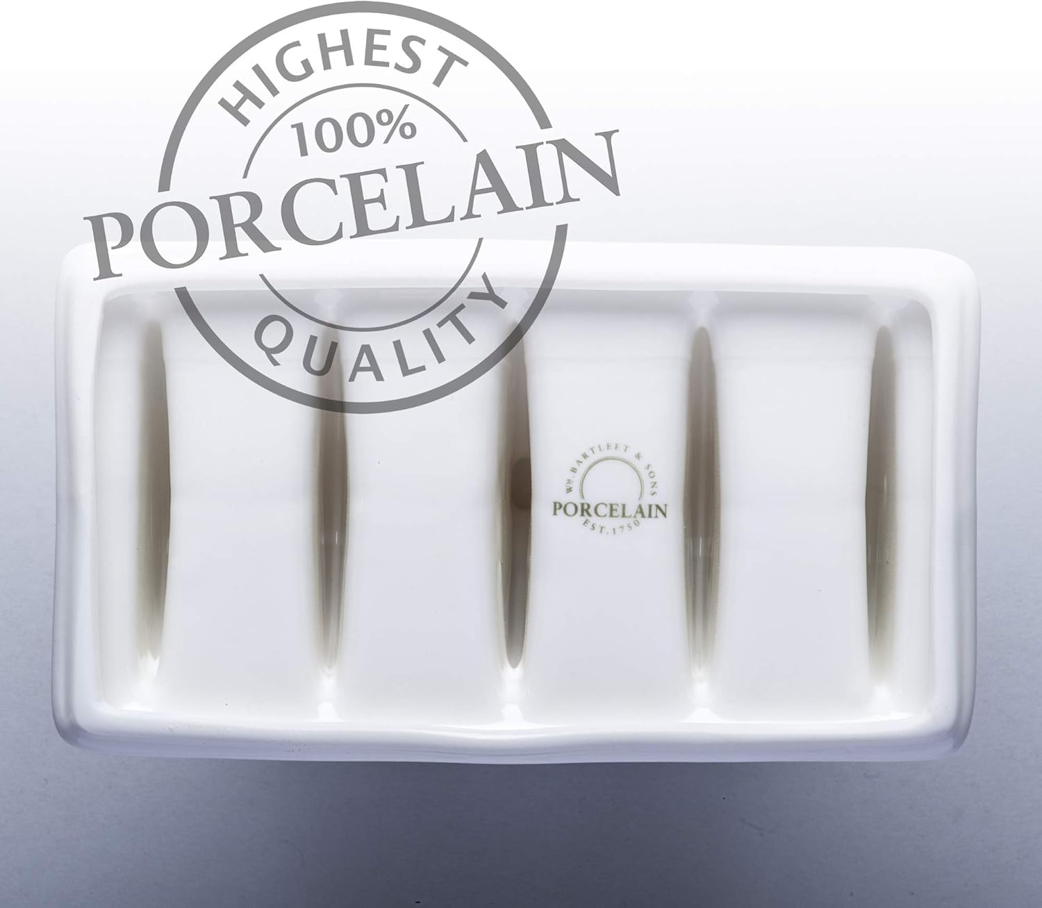 WM Bartleet & Sons 1750 Traditional Porcelain 4 Slot Toast Rack with Carry Handle/Knob– White