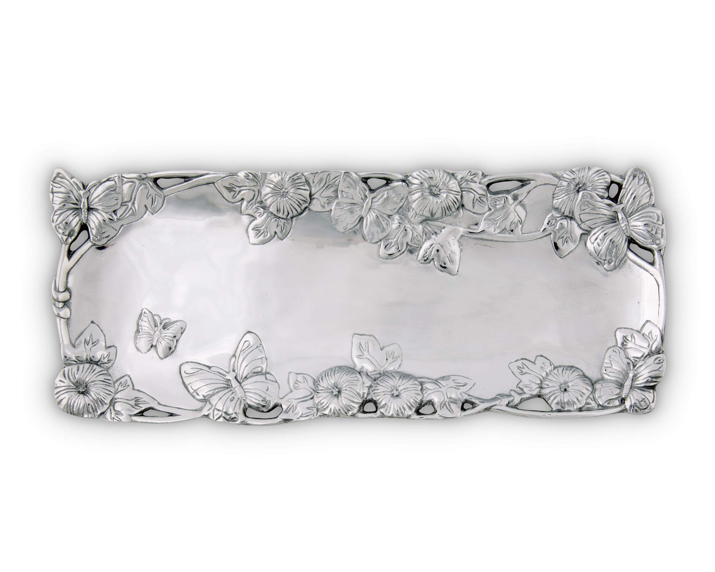 Arthur Court Designs Aluminum Butterfly - Small Oblong Tray 19 inch x 7.5 inch