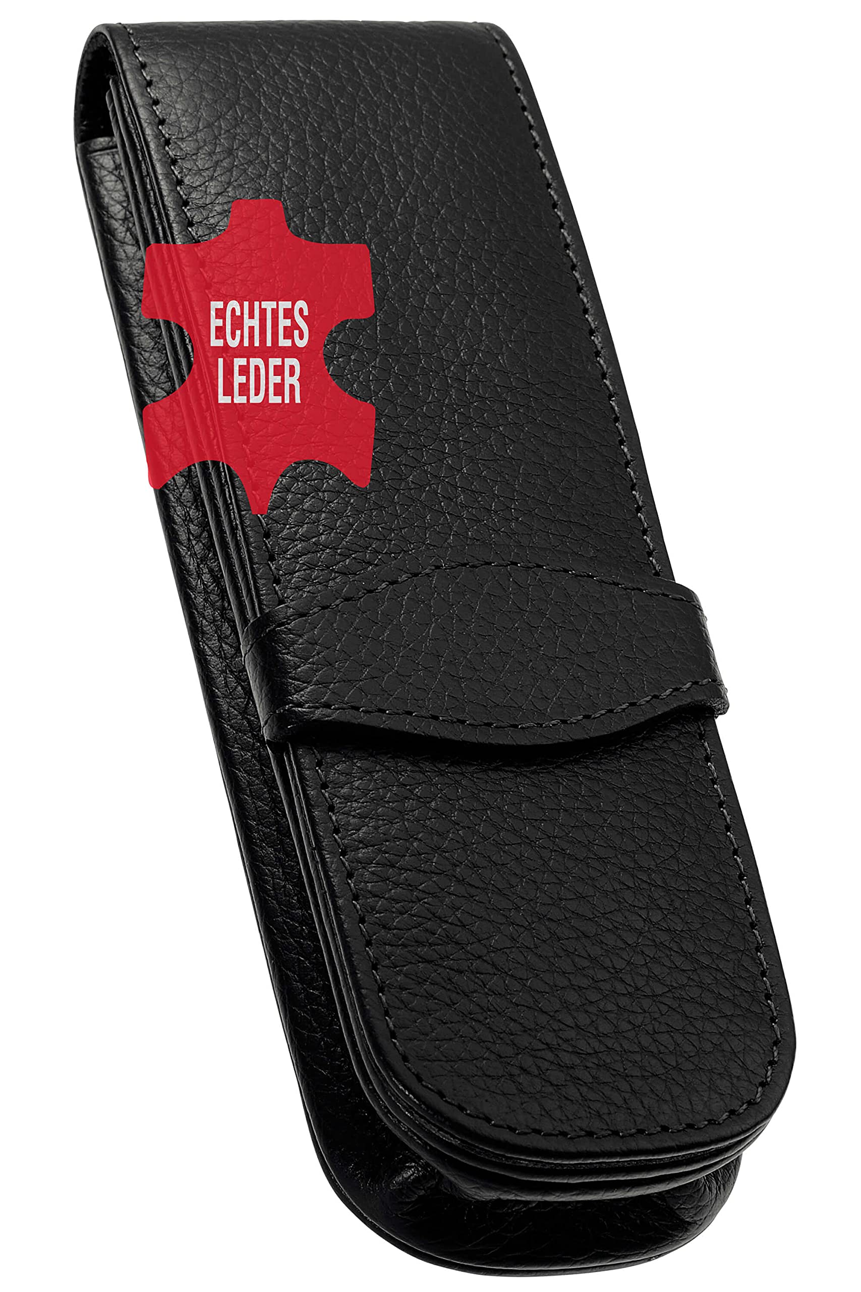 Online Leather Pen case, Made of Genuine Leather, Black, for Three pens, an Elegant Accessory for him and her