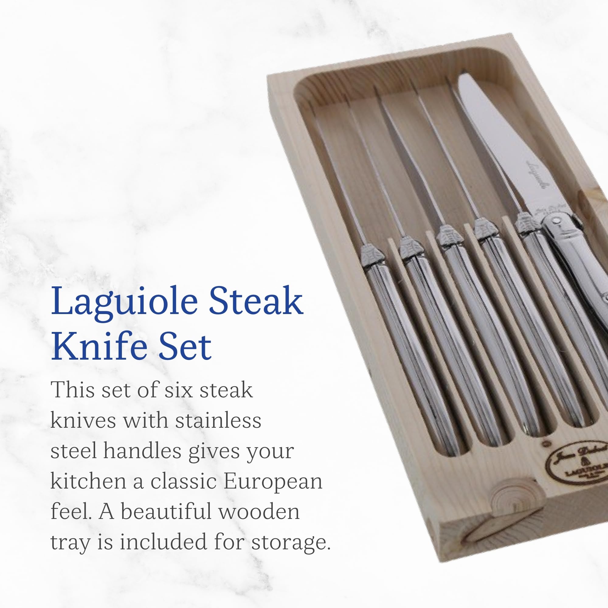 Jean Dubost Stainless Steel Handle Steak Knives 97600 Set of 6