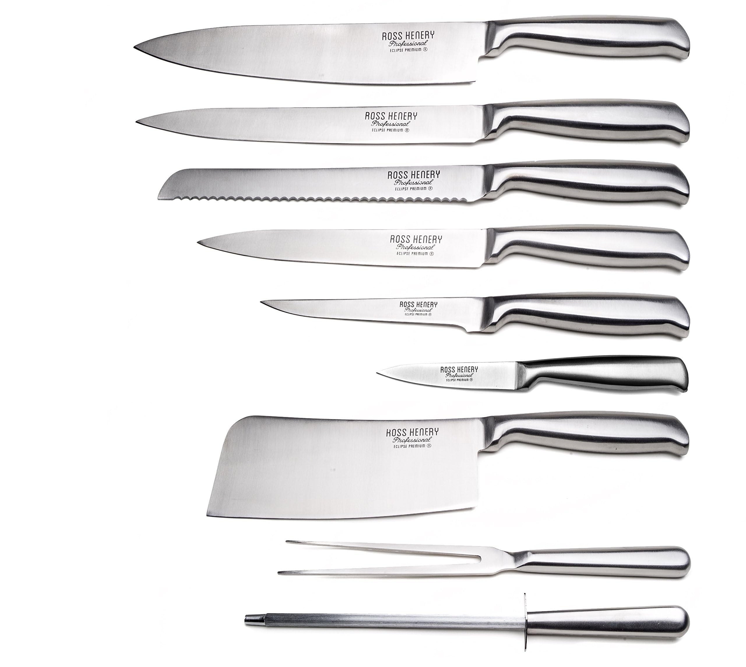 Ross Henery Professional Eclipse Premium stainless Steel 9 piece chefs knife set in carry case