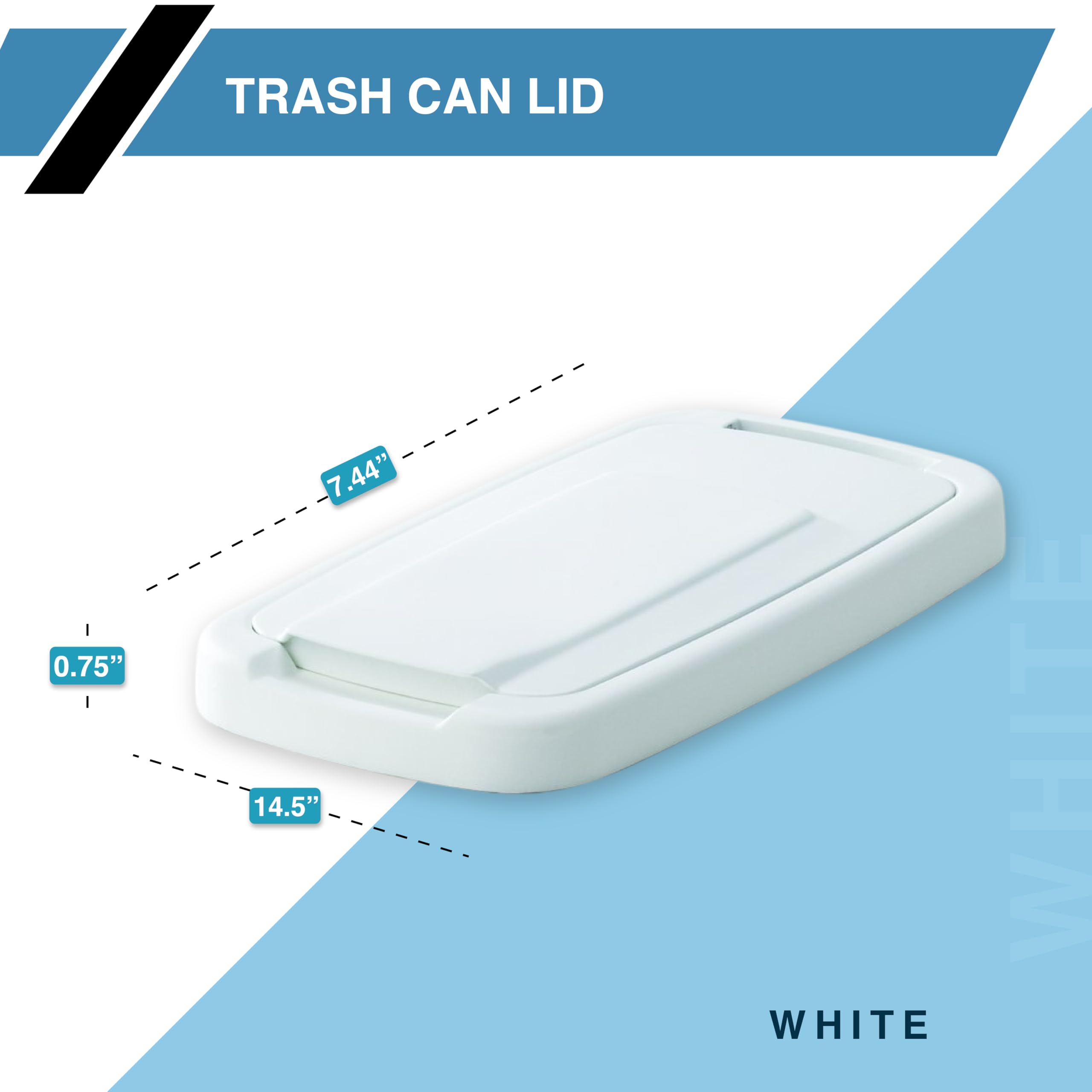 Knape & Vogt QT20LB-WH Trash Can Lid, 0.75 by 14.5 by 7.44-Inch,White