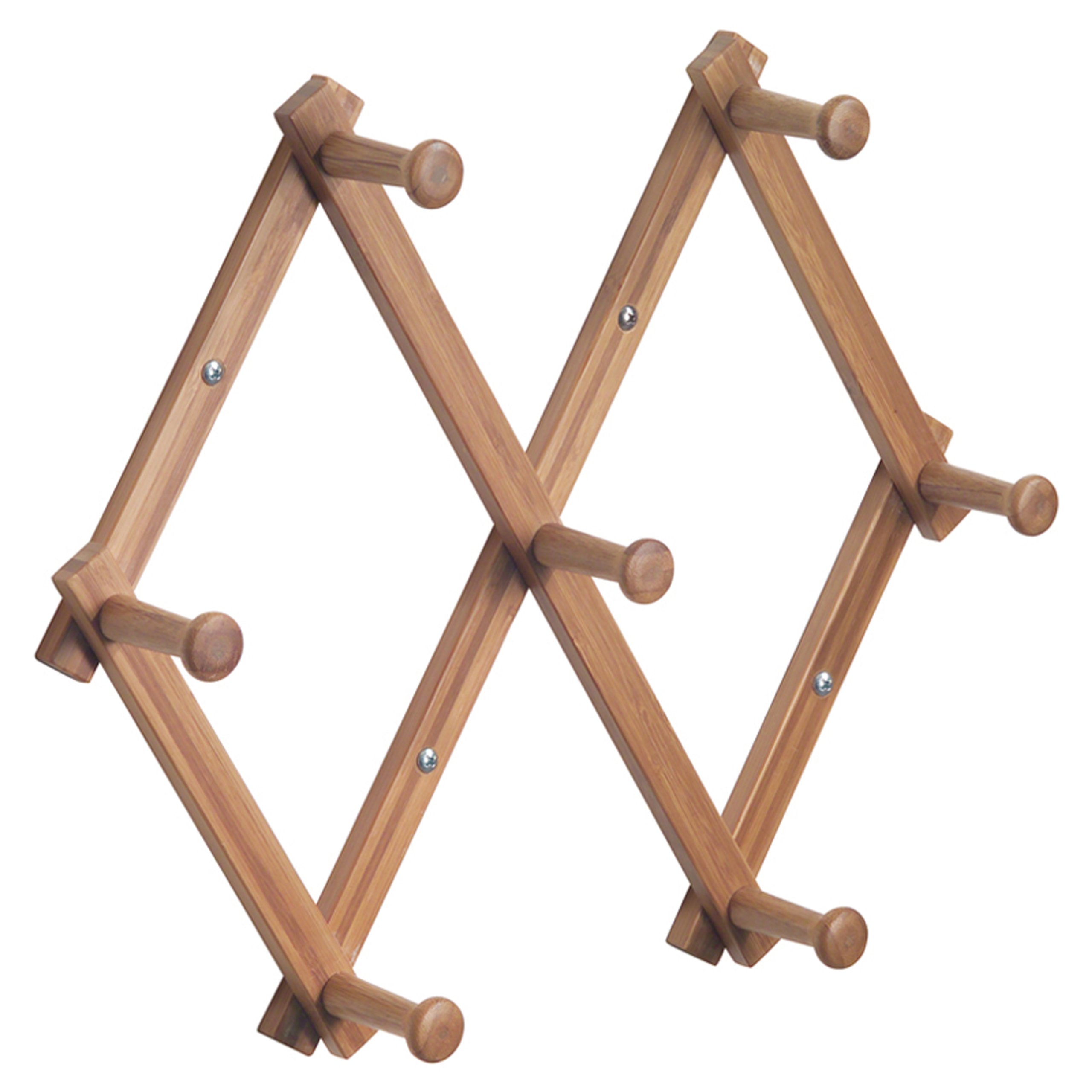 InterDesign Formbu Wall Mount Entryway Expanding Storage Rack for Jackets, Coats, Hats, Scarves - Natural Bamboo