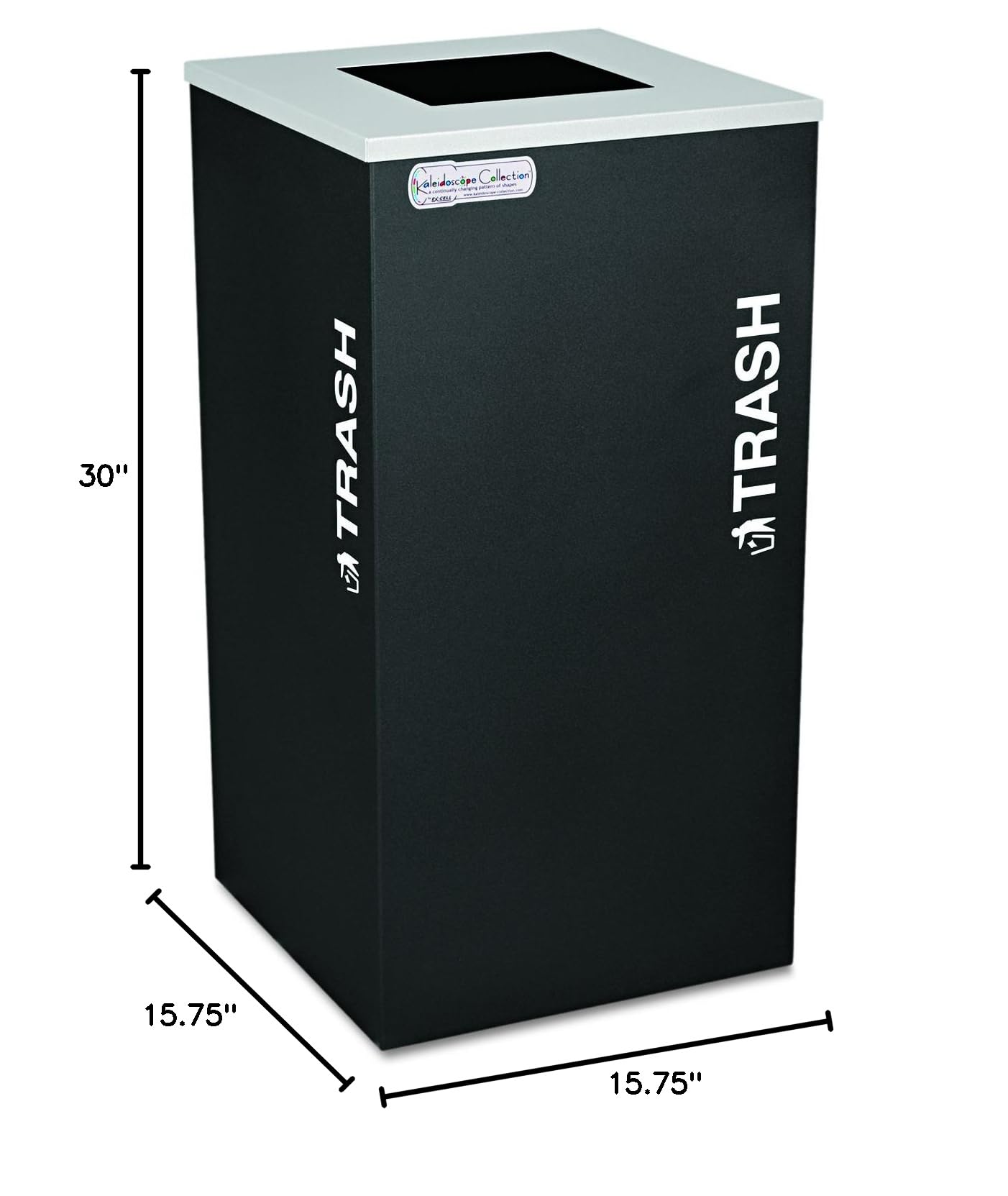 Ex-Cell RCKDSQTBLX Kaleidoscope Collection Recycling Receptacle, 24gal, Black