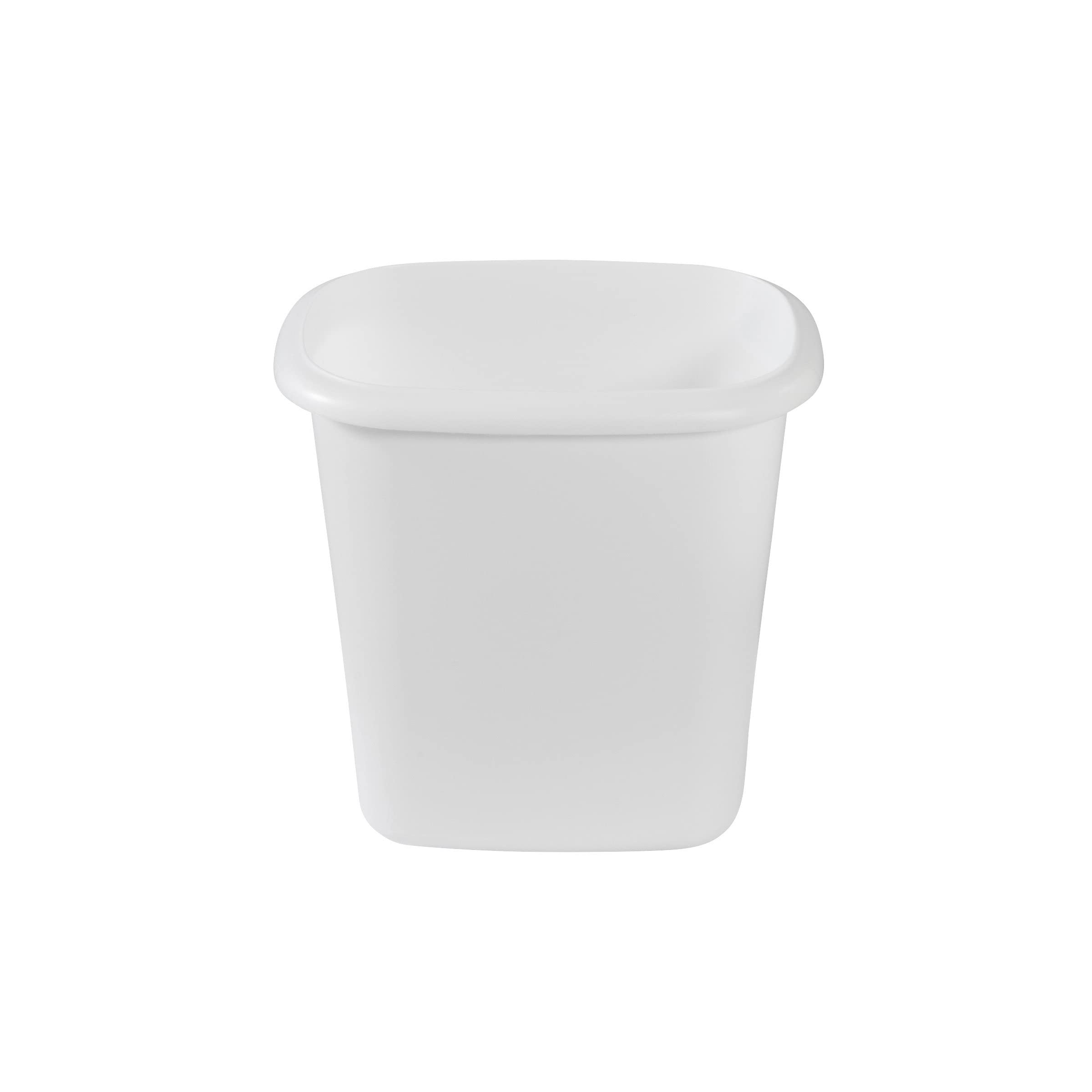 Rubbermaid Vanity Trash Can/Wastebasket, 1.5-Gallons/6-Quarts, White, Small Bathroom/Bedroom/Office Trash can, Fits under Desk/Sink