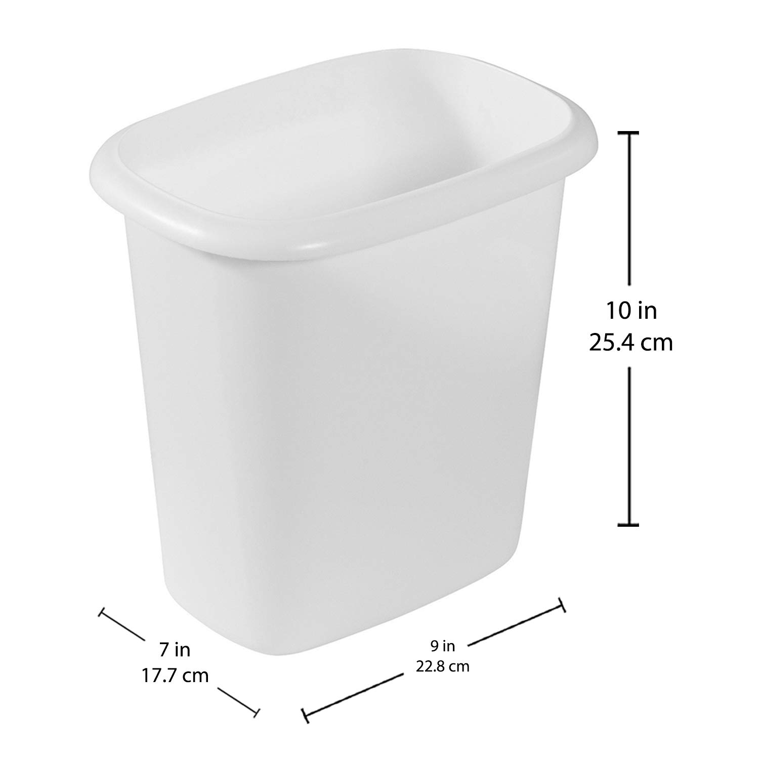 Rubbermaid Vanity Trash Can/Wastebasket, 1.5-Gallons/6-Quarts, White, Small Bathroom/Bedroom/Office Trash can, Fits under Desk/Sink