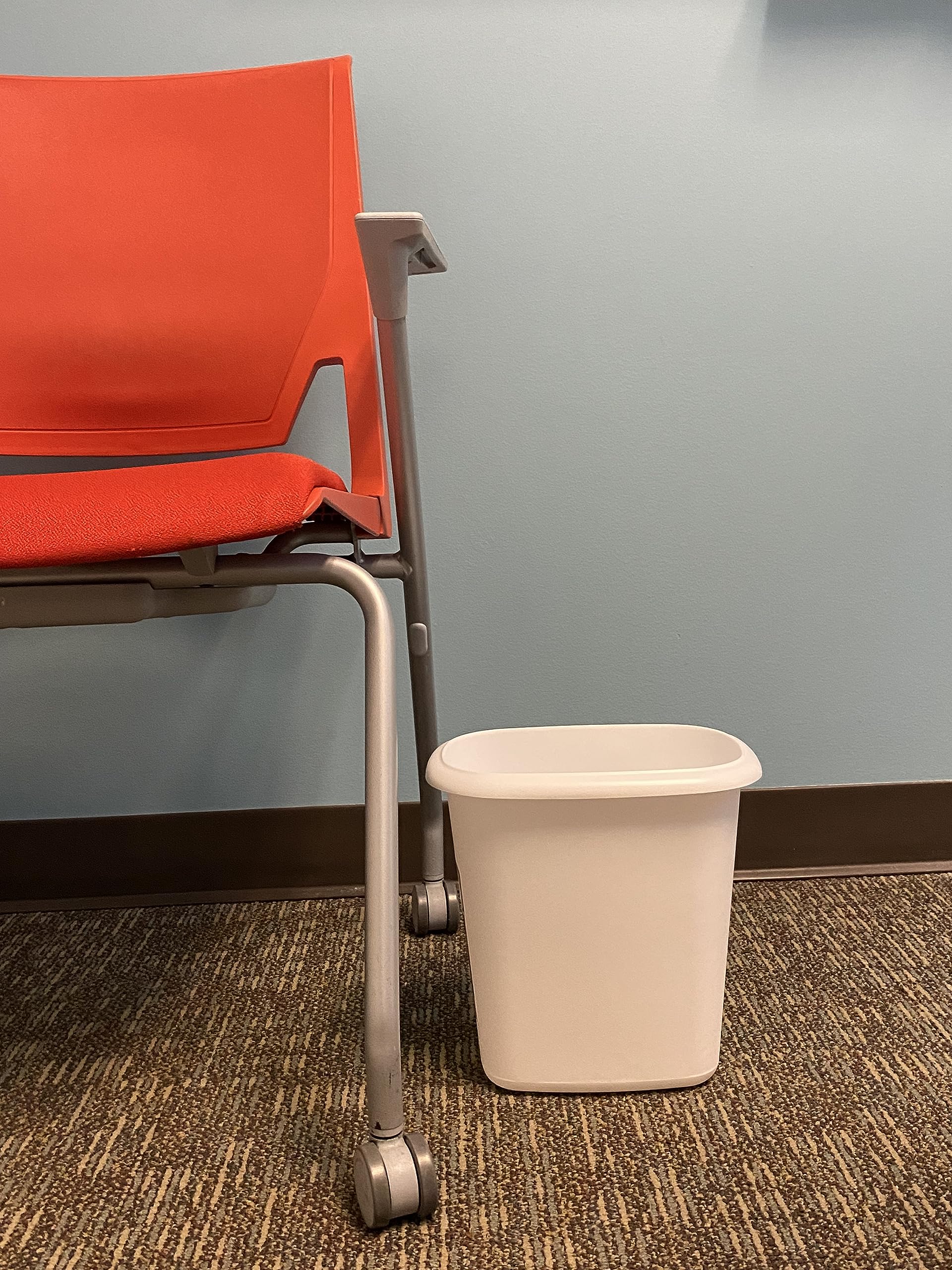 Rubbermaid Vanity Trash Can/Wastebasket, 1.5-Gallons/6-Quarts, White, Small Bathroom/Bedroom/Office Trash can, Fits under Desk/Sink