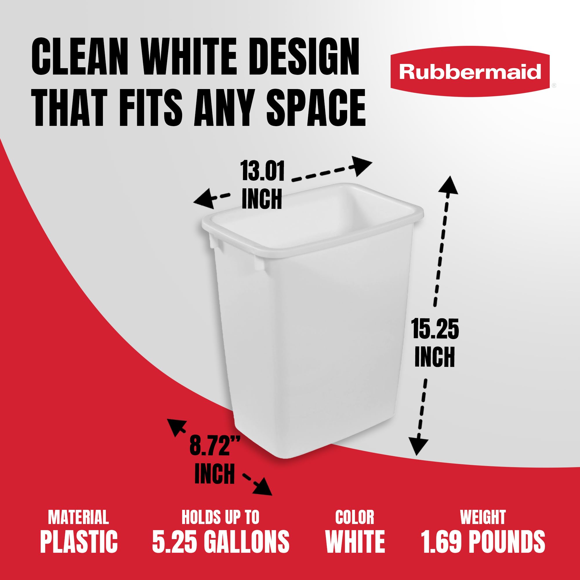 21 Quart Wastebasket in White