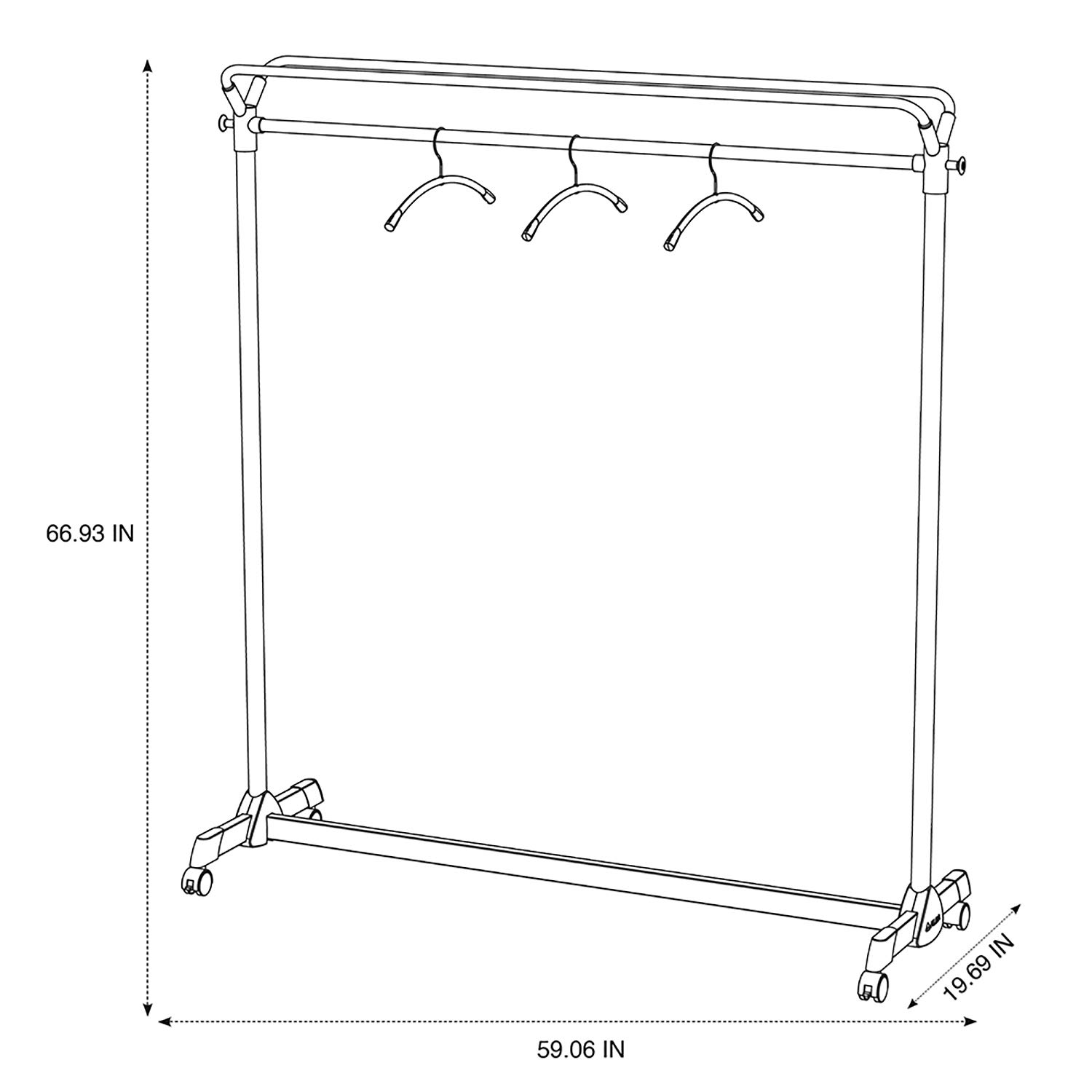 Alba Double-Sided High Capacity Mobile Garment Rack with 3 Metal and Plastic Hangers, Steel with Black Accents (PMGROUP3)