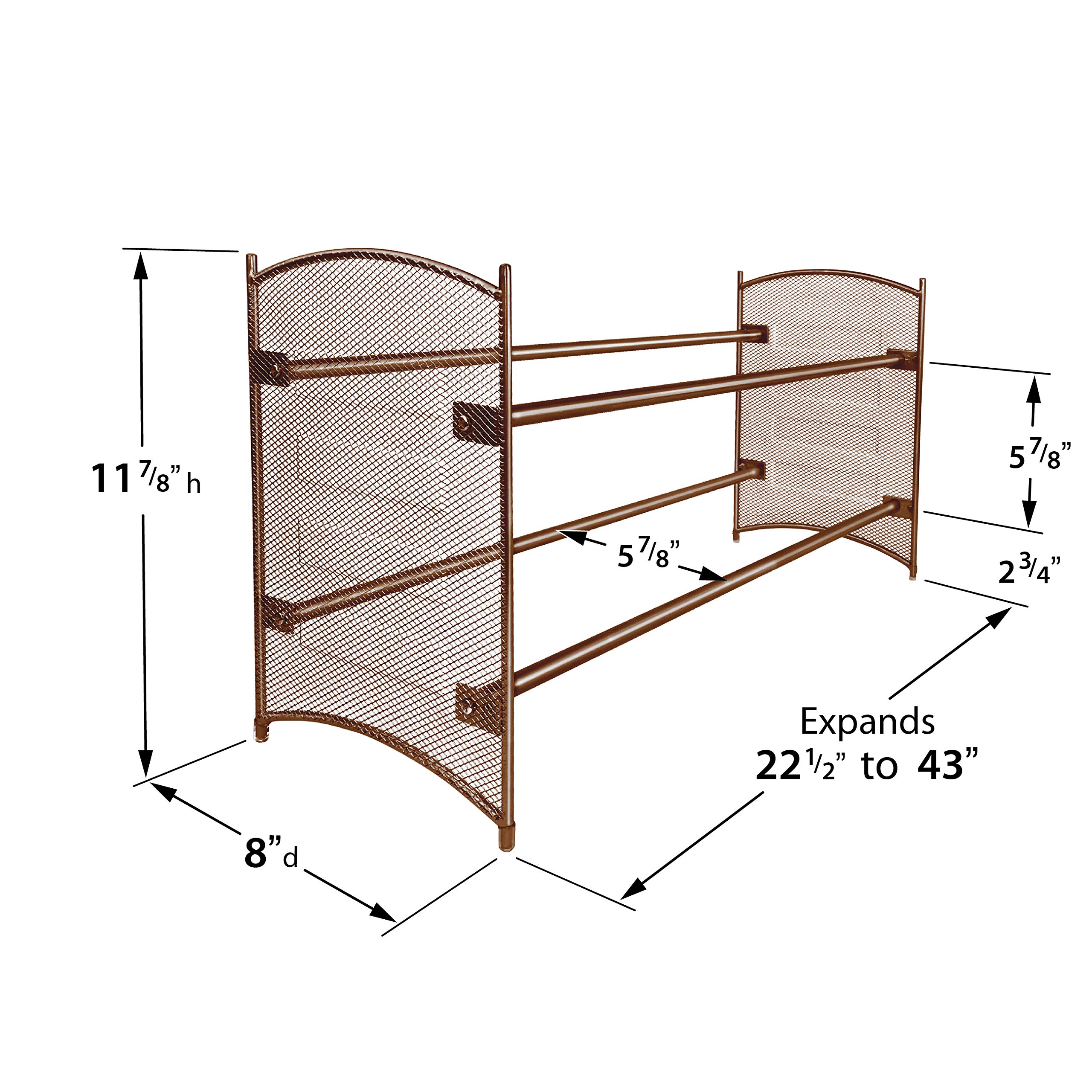 Lynk Expandable 2 Tier Stackable Shoe Rack - Steel Mesh Shoe Shelf - Bronze