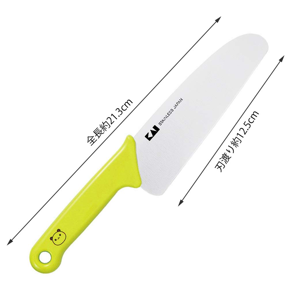 Kai Corporation FG5000 Little Chef Club Children's Knife, Genuine Blade, Panda, Green, Made in Japan