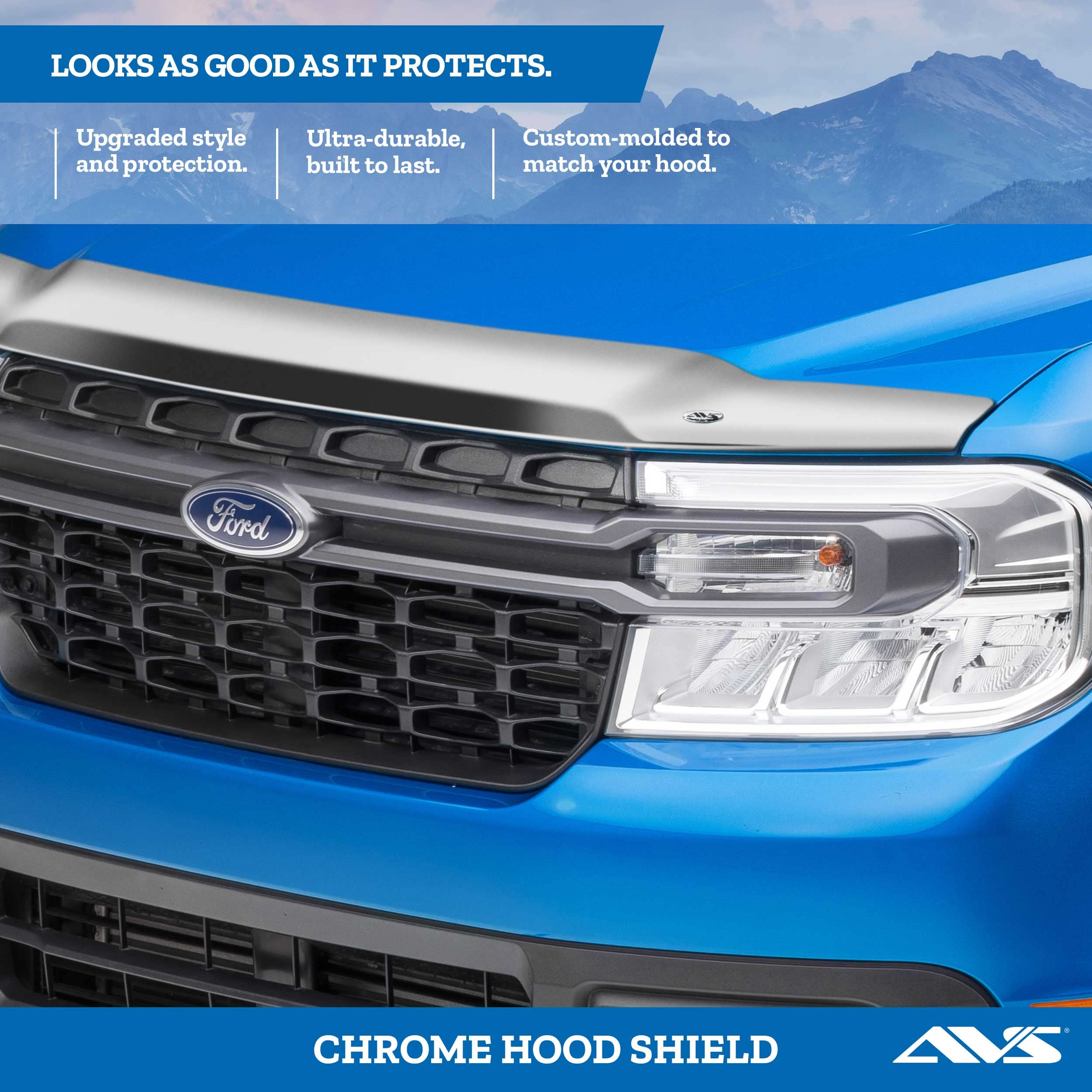 Auto Ventshade [AVS] Hood Shield | High Profile, Chrome | 680159 | Fits 2007 - 2010 GMC Sierra 2500 HD/3500 HD, 2007 - 2013 Sierra 1500