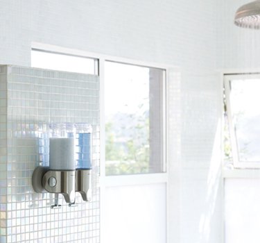 simplehuman Triple Wall Mount Shower Pump, 3 x 15 fl. oz. Shampoo and Soap Dispensers, Stainless Steel