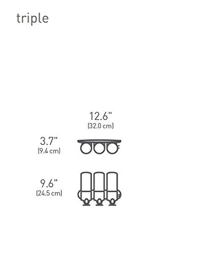 simplehuman Triple Wall Mount Shower Pump, 3 x 15 fl. oz. Shampoo and Soap Dispensers, Stainless Steel