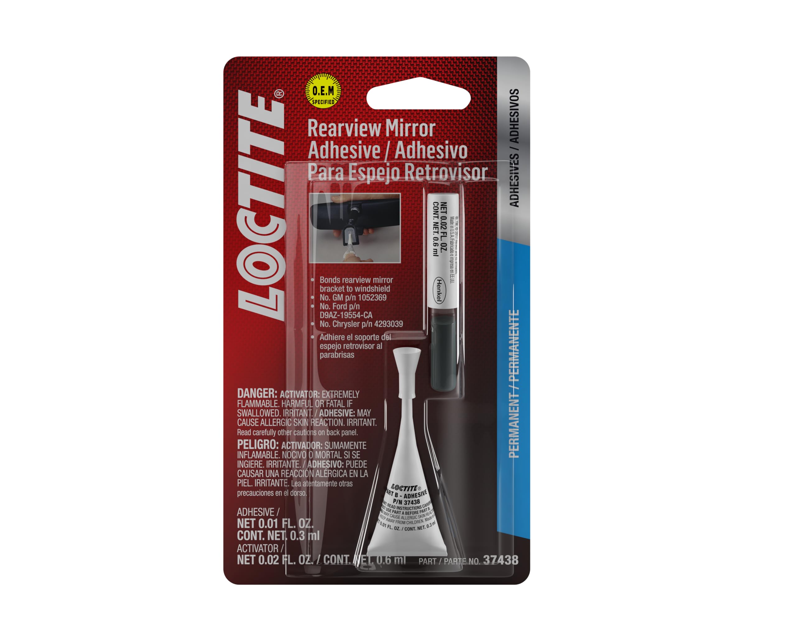 Loctite 37438 Rearview Mirror Adhesive Kit , 0.3 cc