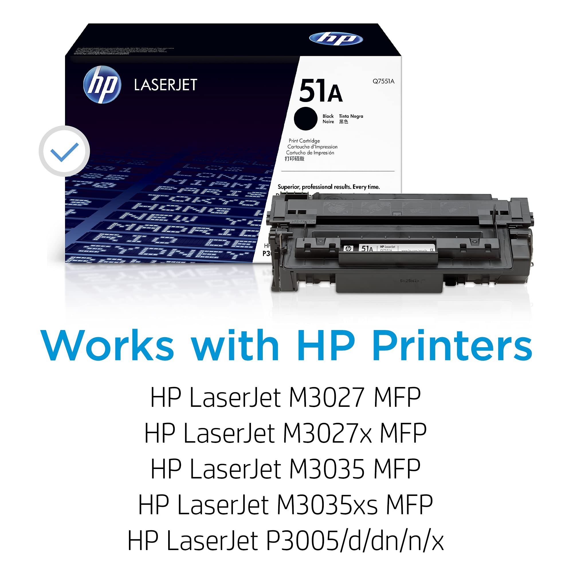 Original HP 51A Black Toner Cartridge Works with HP LaserJet P3005 Series; HP LaserJet M3027, M3035 MFP Series Q7551A