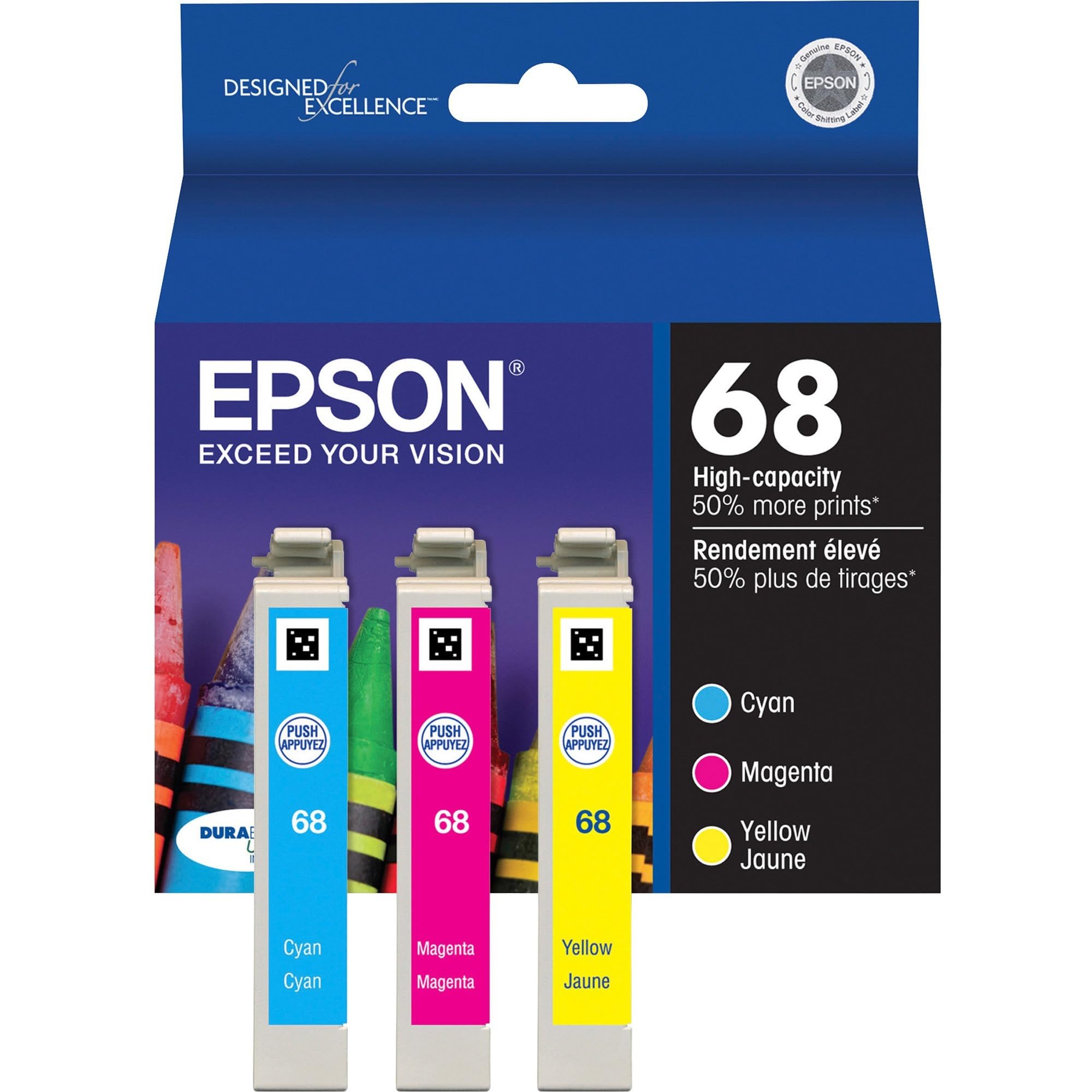 EPSON T068 DURABrite Ultra Ink Standard Capacity Color Combo Pack (T068520-S) for select Epson Stylus and WorkForce Printers