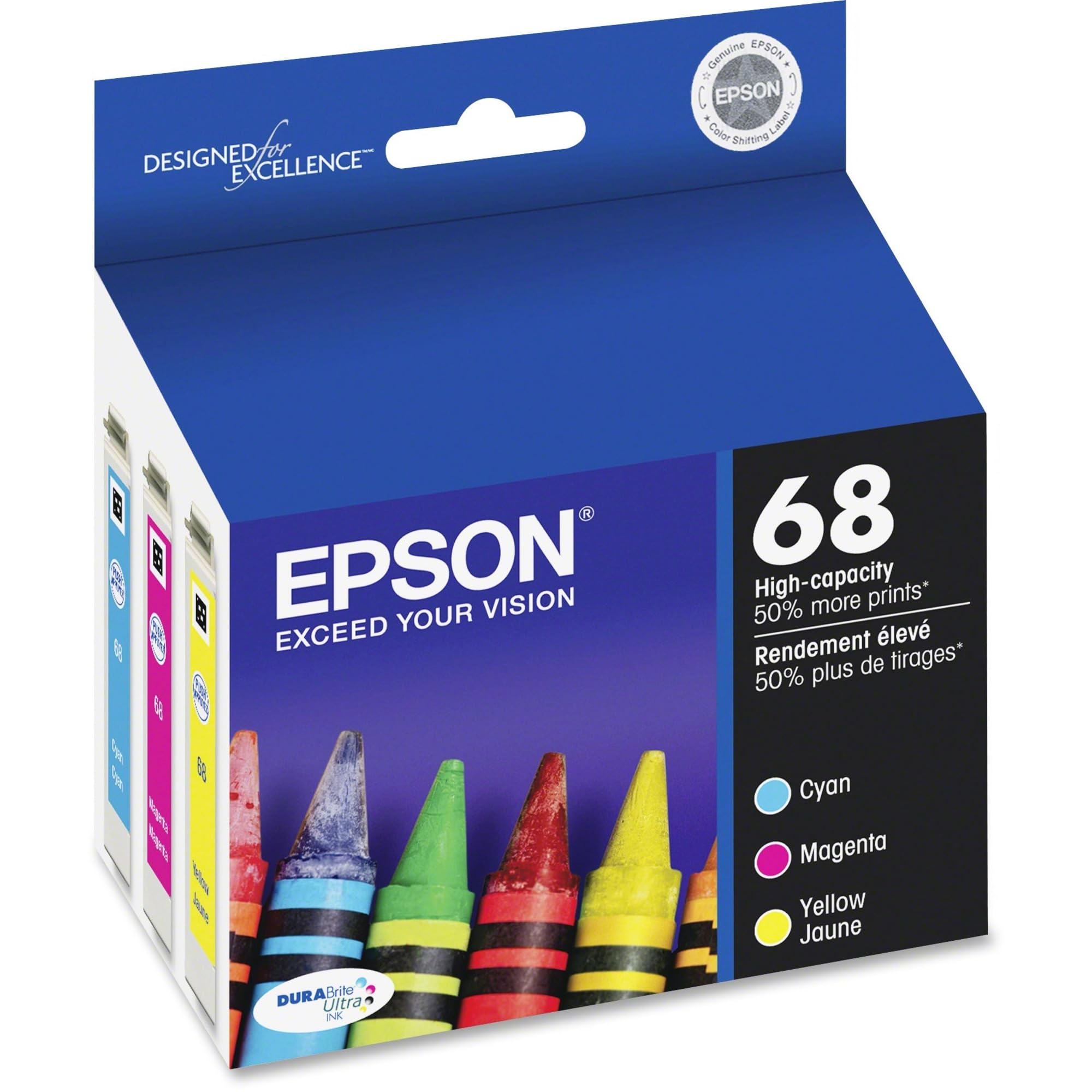 EPSON T068 DURABrite Ultra Ink Standard Capacity Color Combo Pack (T068520-S) for select Epson Stylus and WorkForce Printers