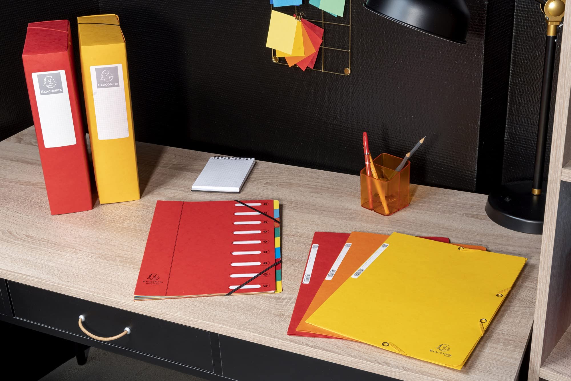 Exacompta - Ref 55515E - Europa Collection - Elasticated 3-Flap Folders - Suitable for A4 Documents, 400gsm Glossy Card - Assorted Colours (Pack of 10)