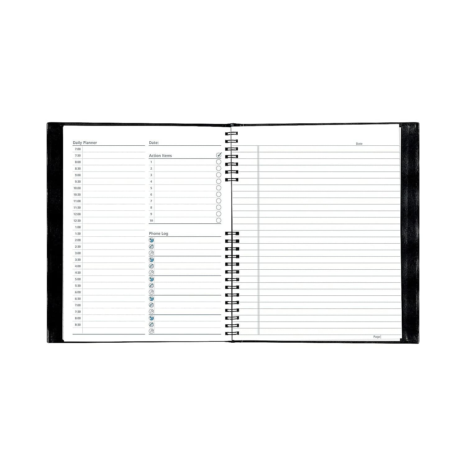 NotePro Undated Daily Planner, Black, 200 Pages,10 3/4 x 8-1/2 Inches
