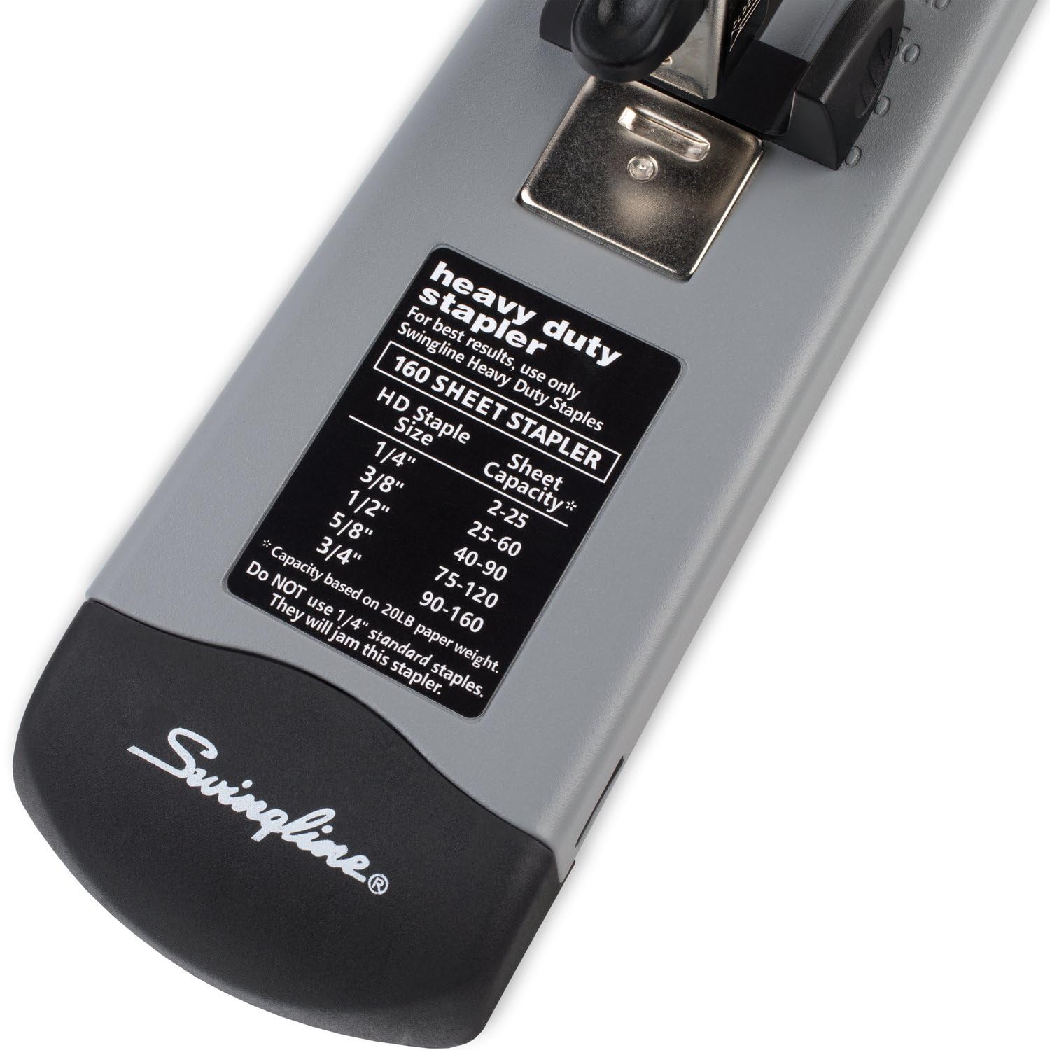 Swingline Heavy Duty Stapler, 160 Sheet High Capacity, Durable Office Desk Staplers, Alignment Guide, Commercial Desktop Stapler for Home Office Supplies or Desktop Accessories, Black/Gray (39005)