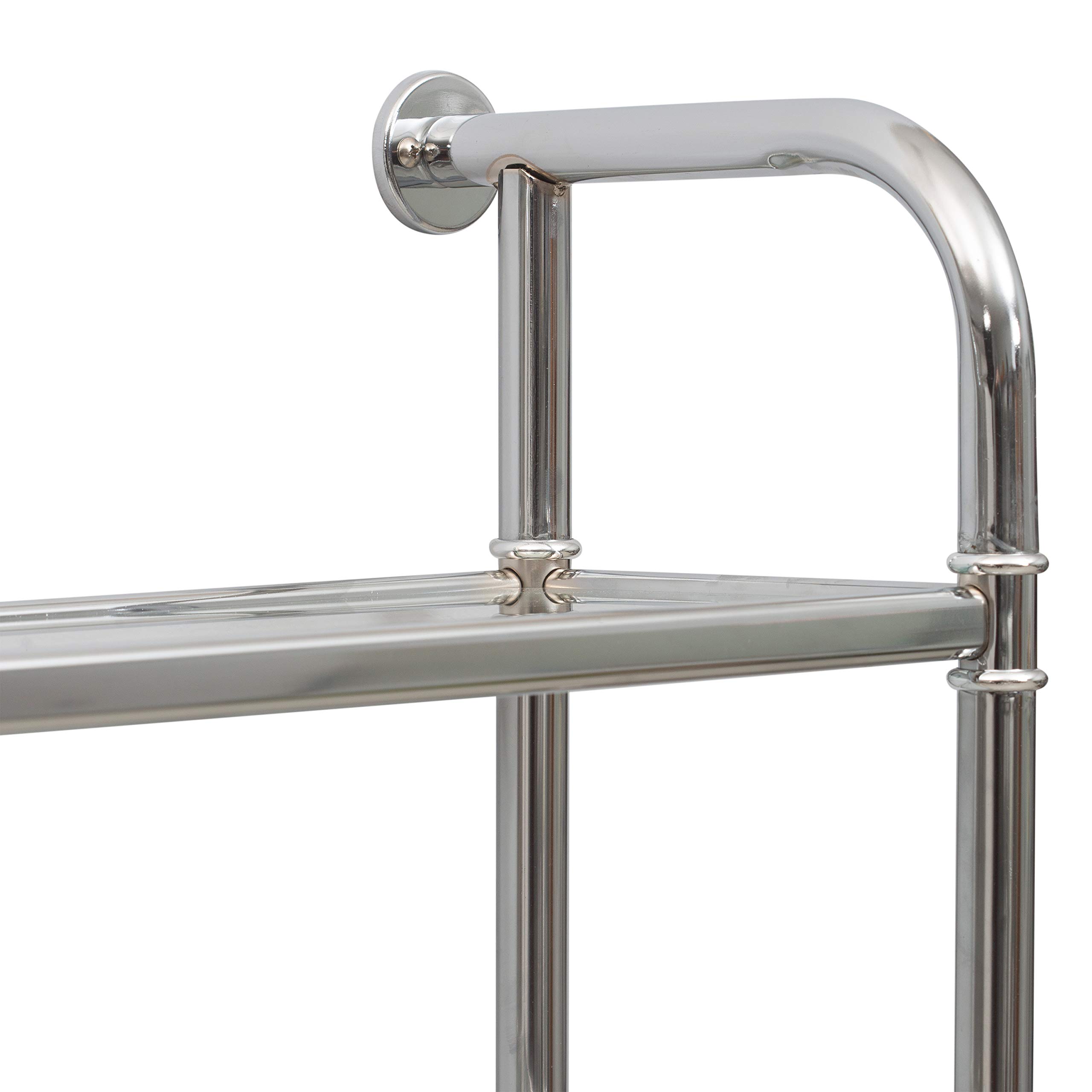 Organize It All 2 Tier Chrome Pipe Mounted Tempered Glass Bathroom Storage Shelf