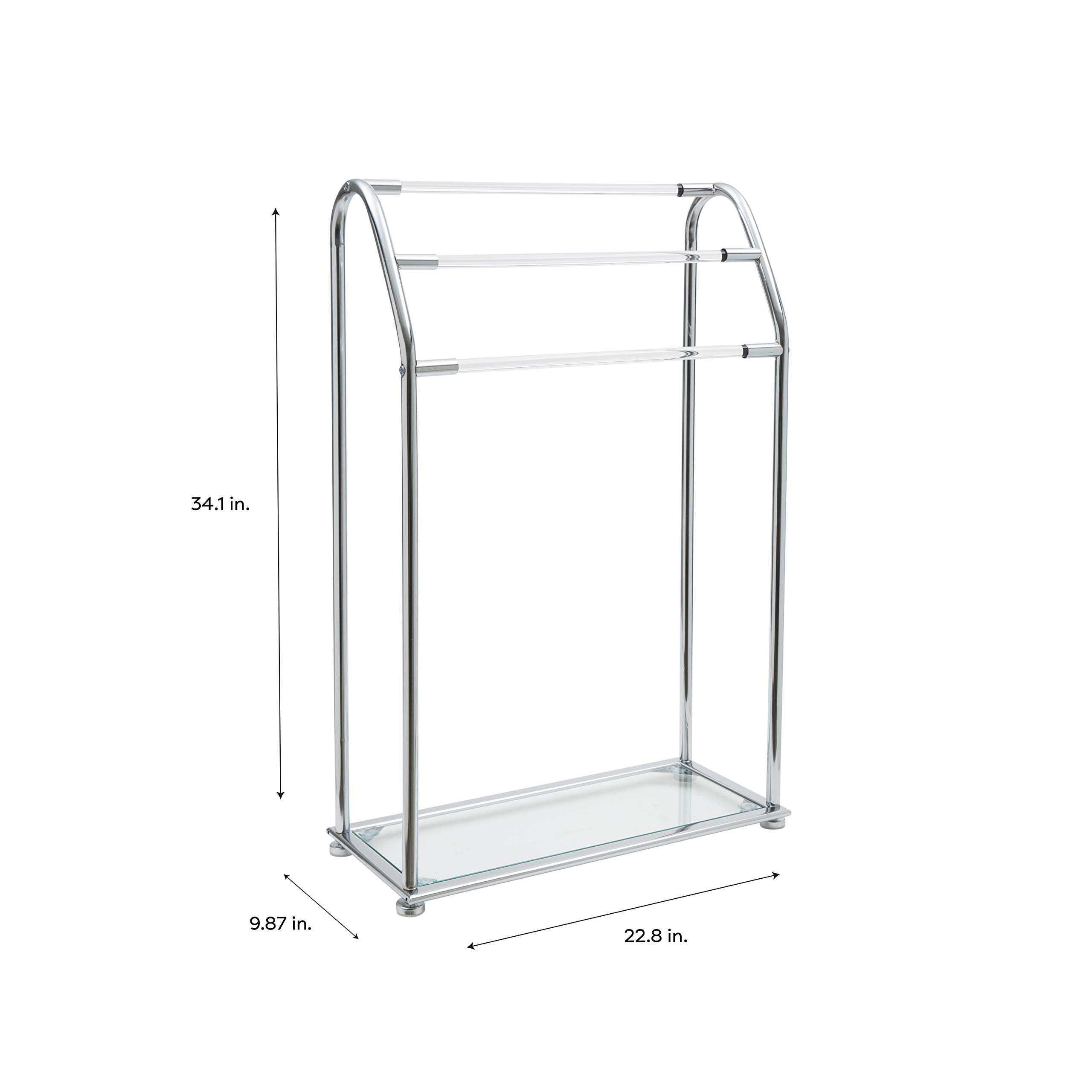 Organize It All 3 Bar Bathroom Towel Drying Rack & Holder with Shelf , Chrome, 62443W-1