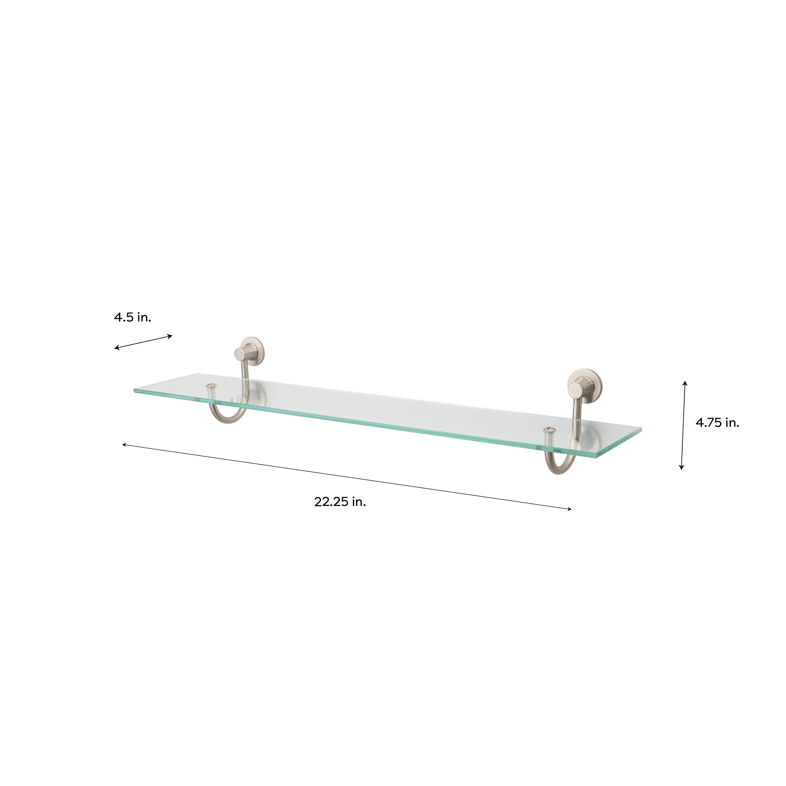 Organize It All Mounted Tempered Glass Shelf with Satin Nickel Mounts