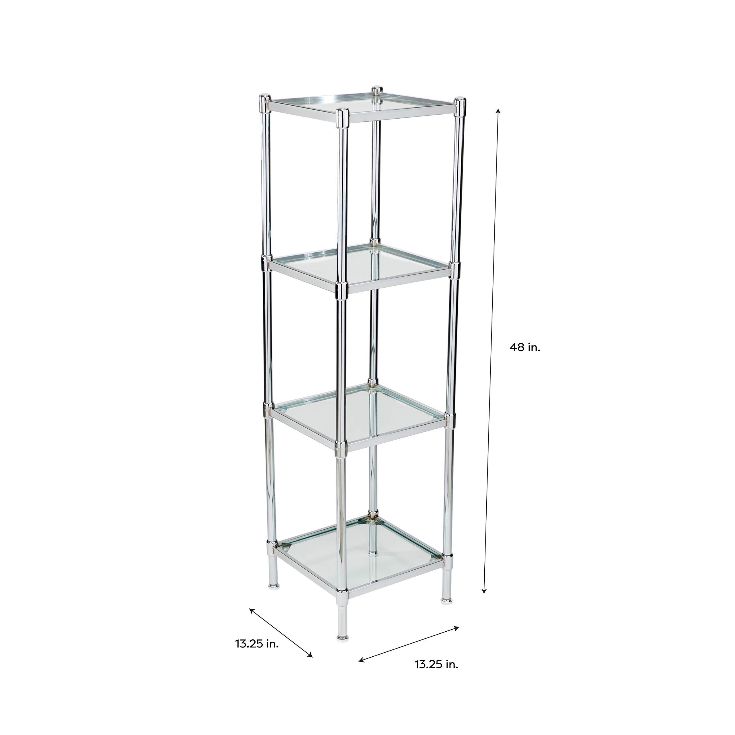 Organize It All 4 Tier Tempered Glass Freestanding Bathroom Storage Tower