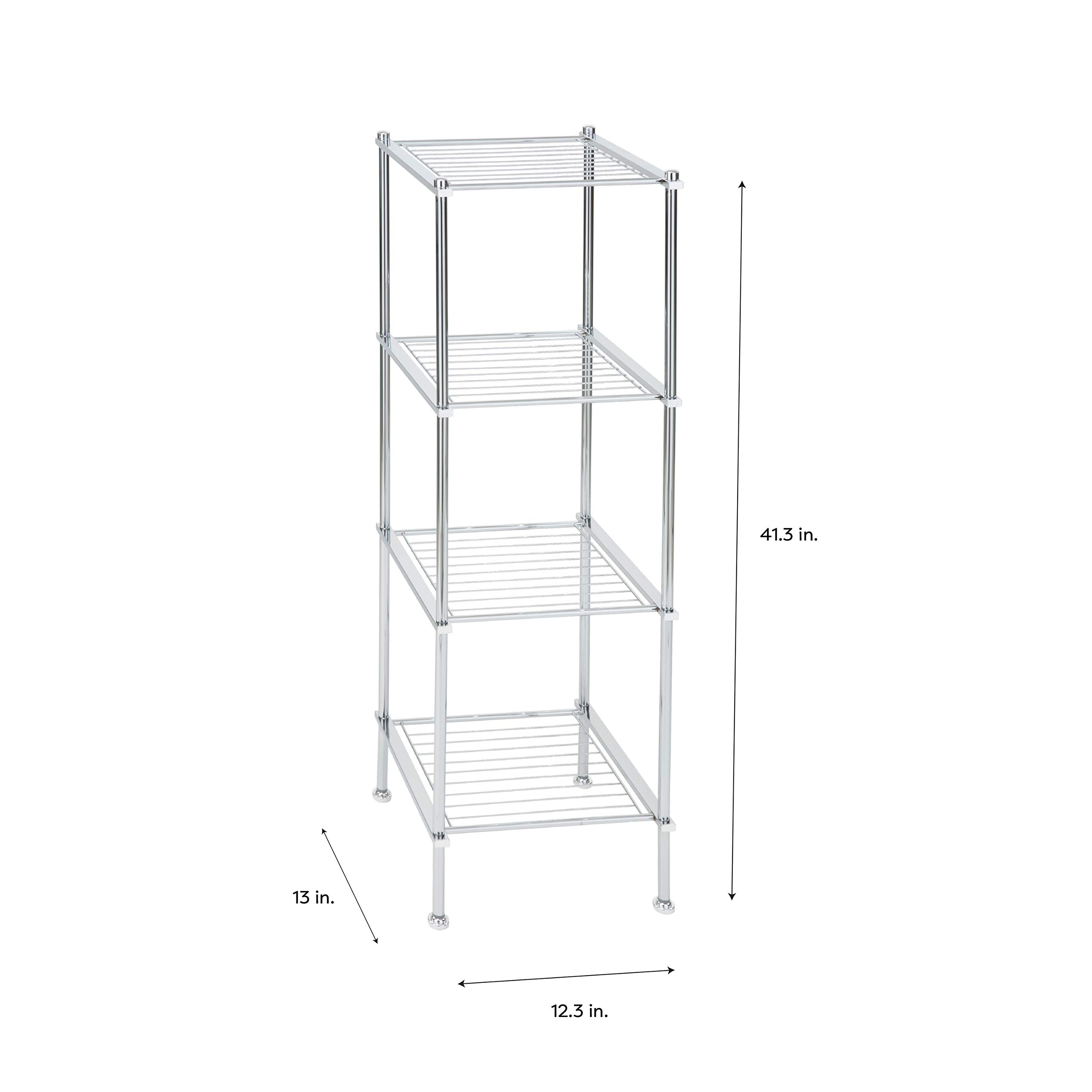 Organize It All 4 Tier Chrome Freestanding Bathroom Storage Shelf