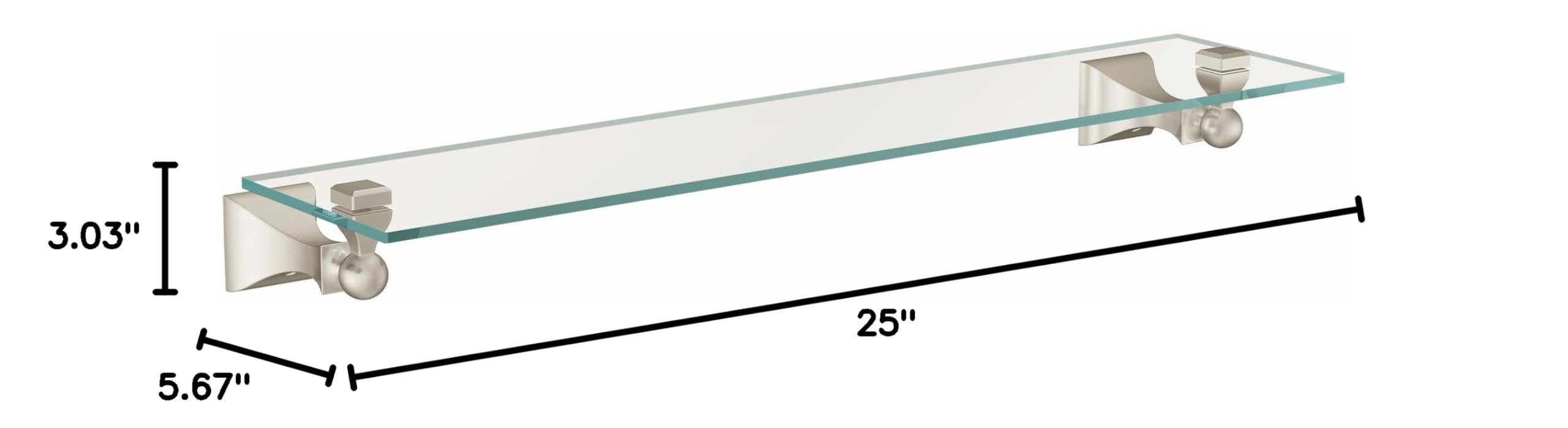 Moen DN8390BN Retreat 22-Inch Wide x 5-Inch Deep Decorative Glass Bathroom Vanity Shelf, Brushed Nickel